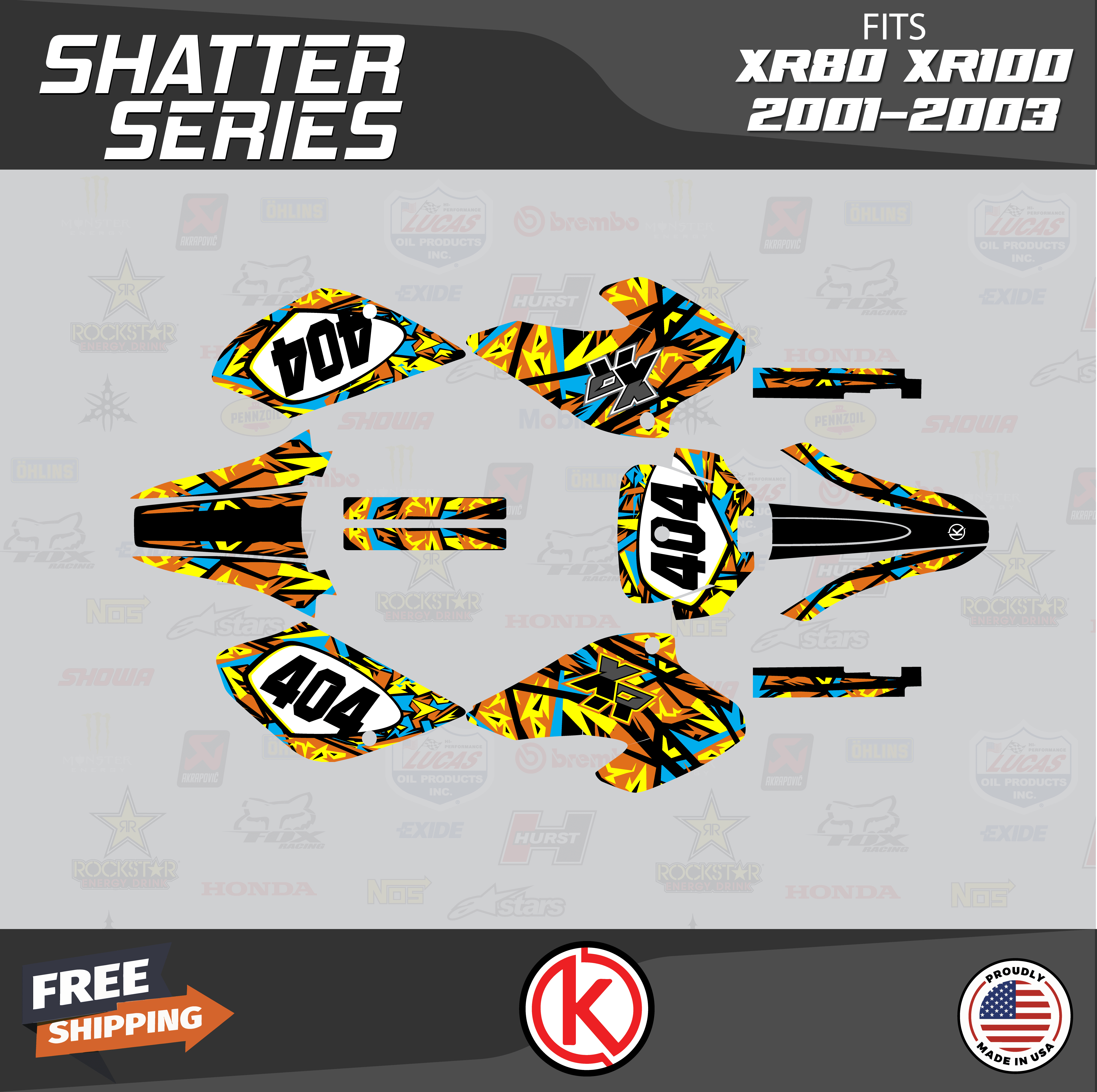 Kalair GFX Graphics Kit for Honda XR100 (2001-2003) Shatter Series ...