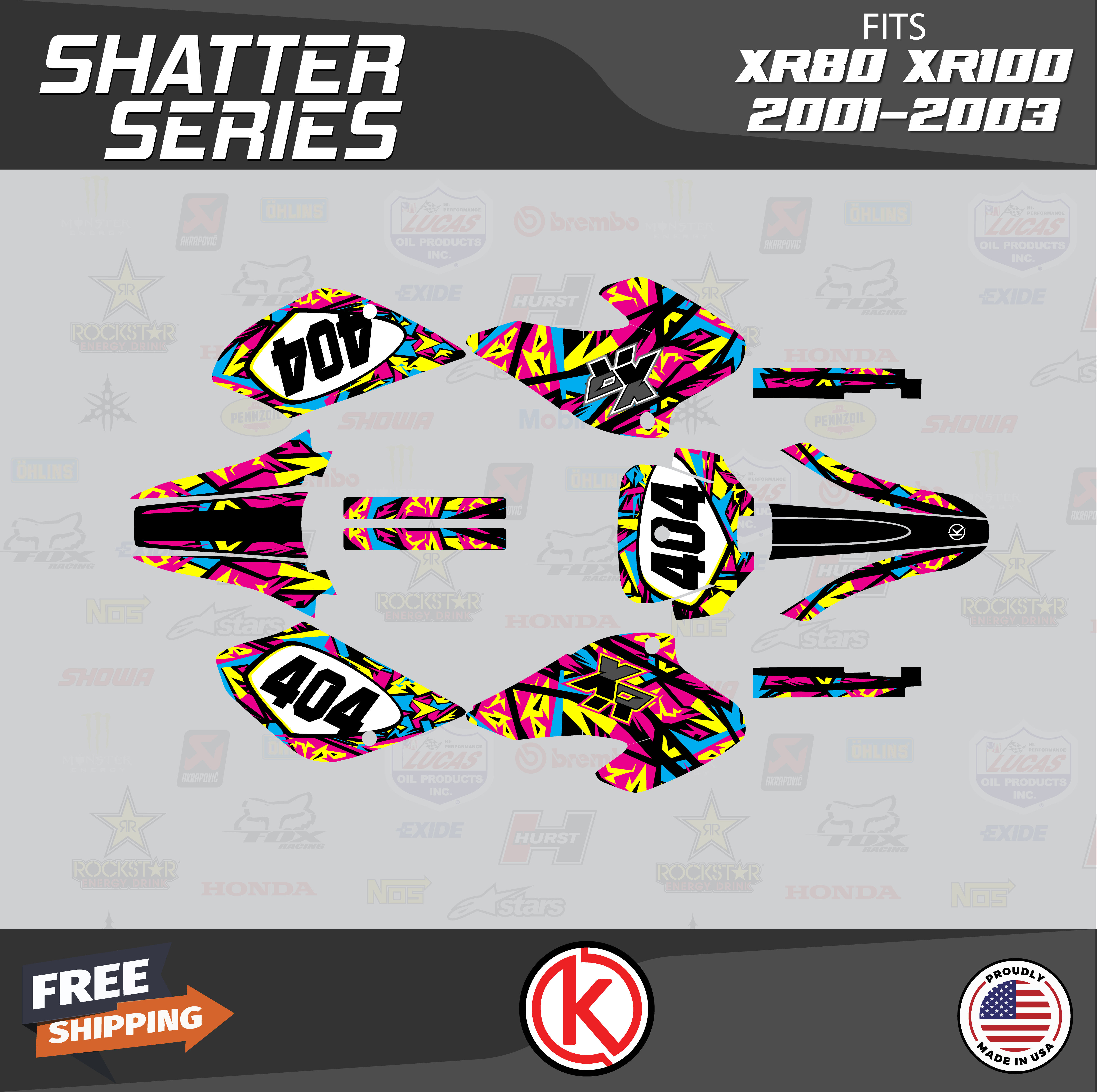 Kalair GFX Graphics Kit for Honda XR100 (2001-2003) Shatter Series ...