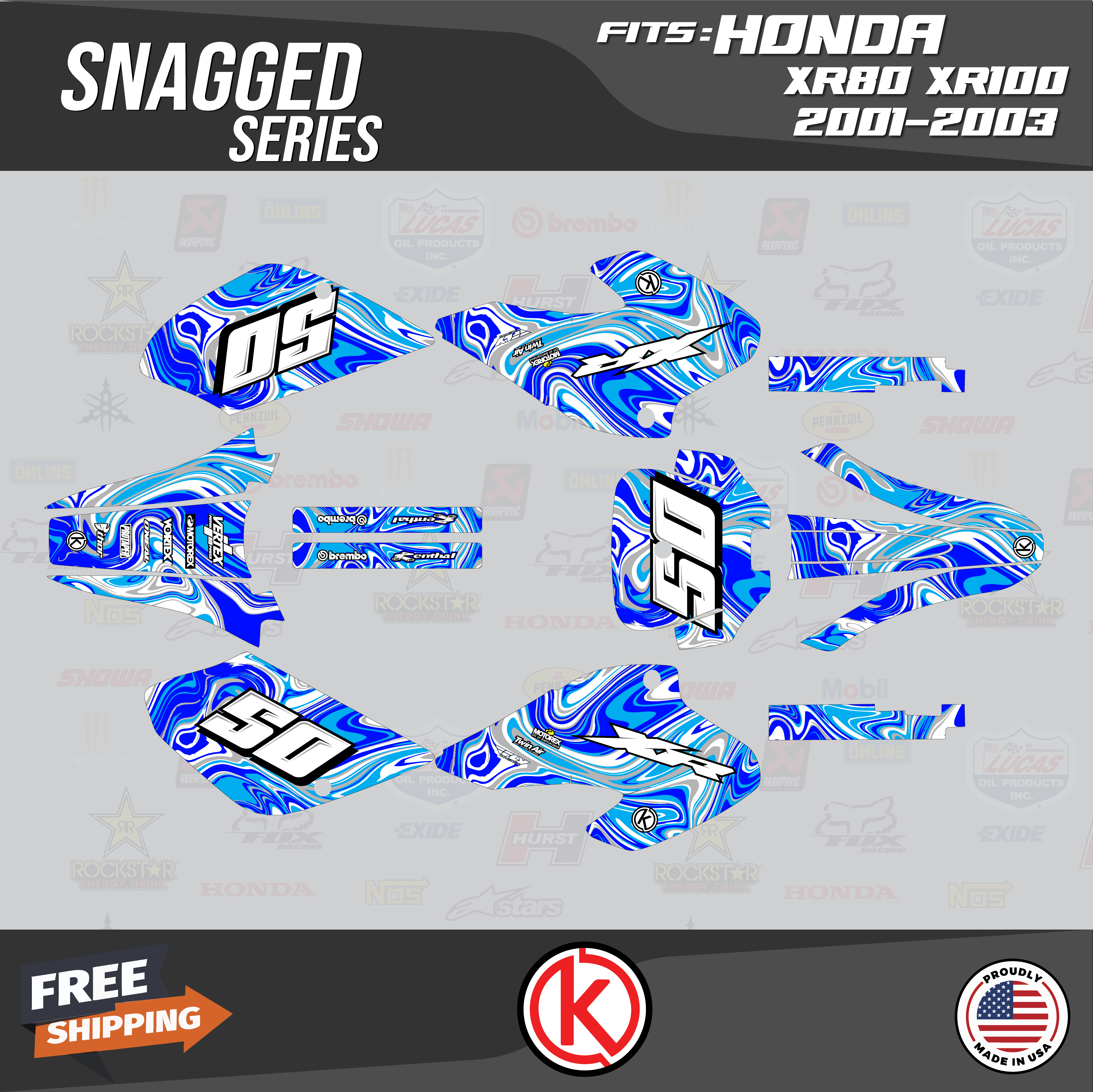 Kalair GFX Graphics Kit for Honda XR100 (2001-2003) Snagged Series ...
