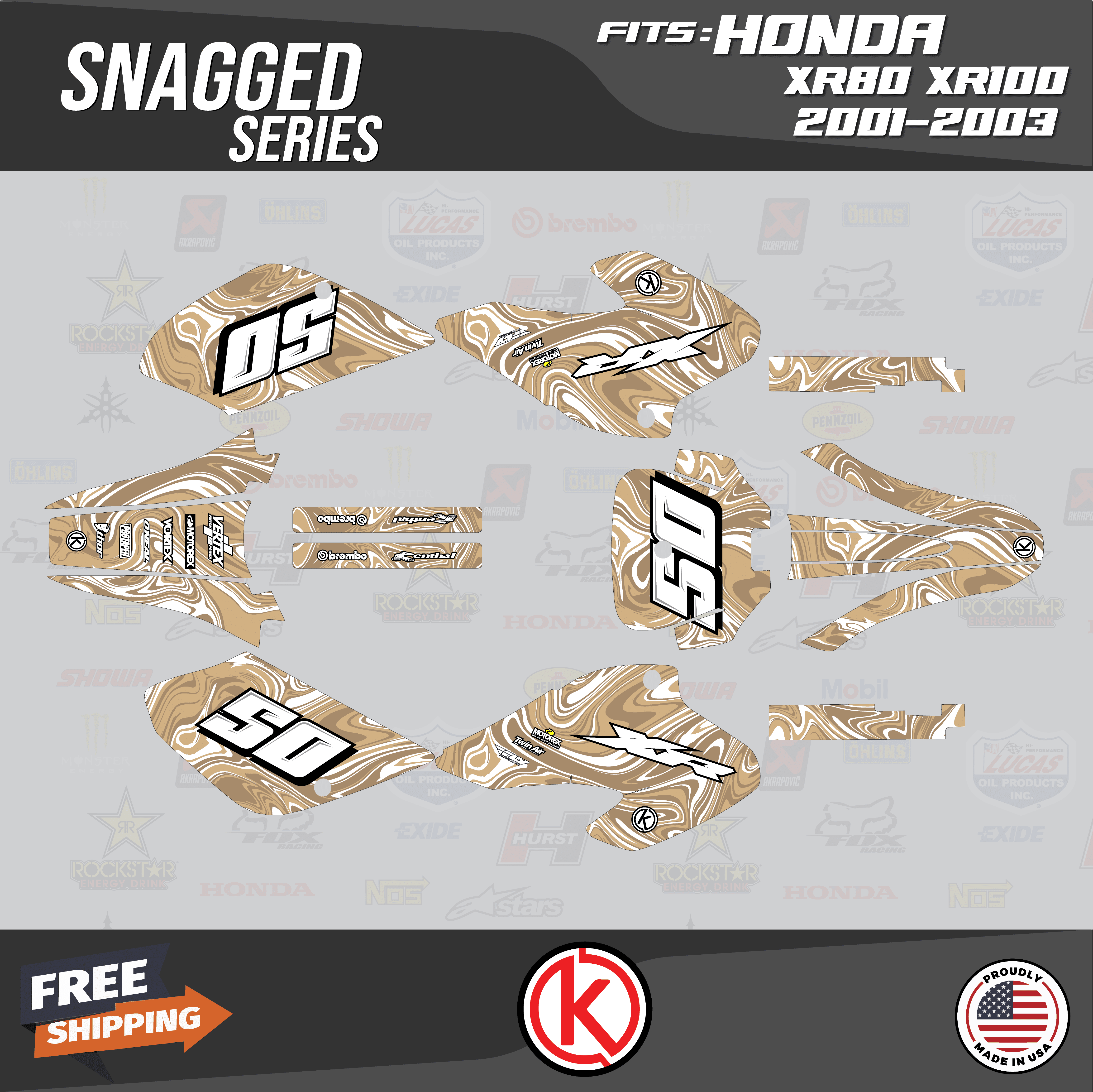 Kalair GFX Graphics Kit for Honda XR100 (2001-2003) Snagged Series ...