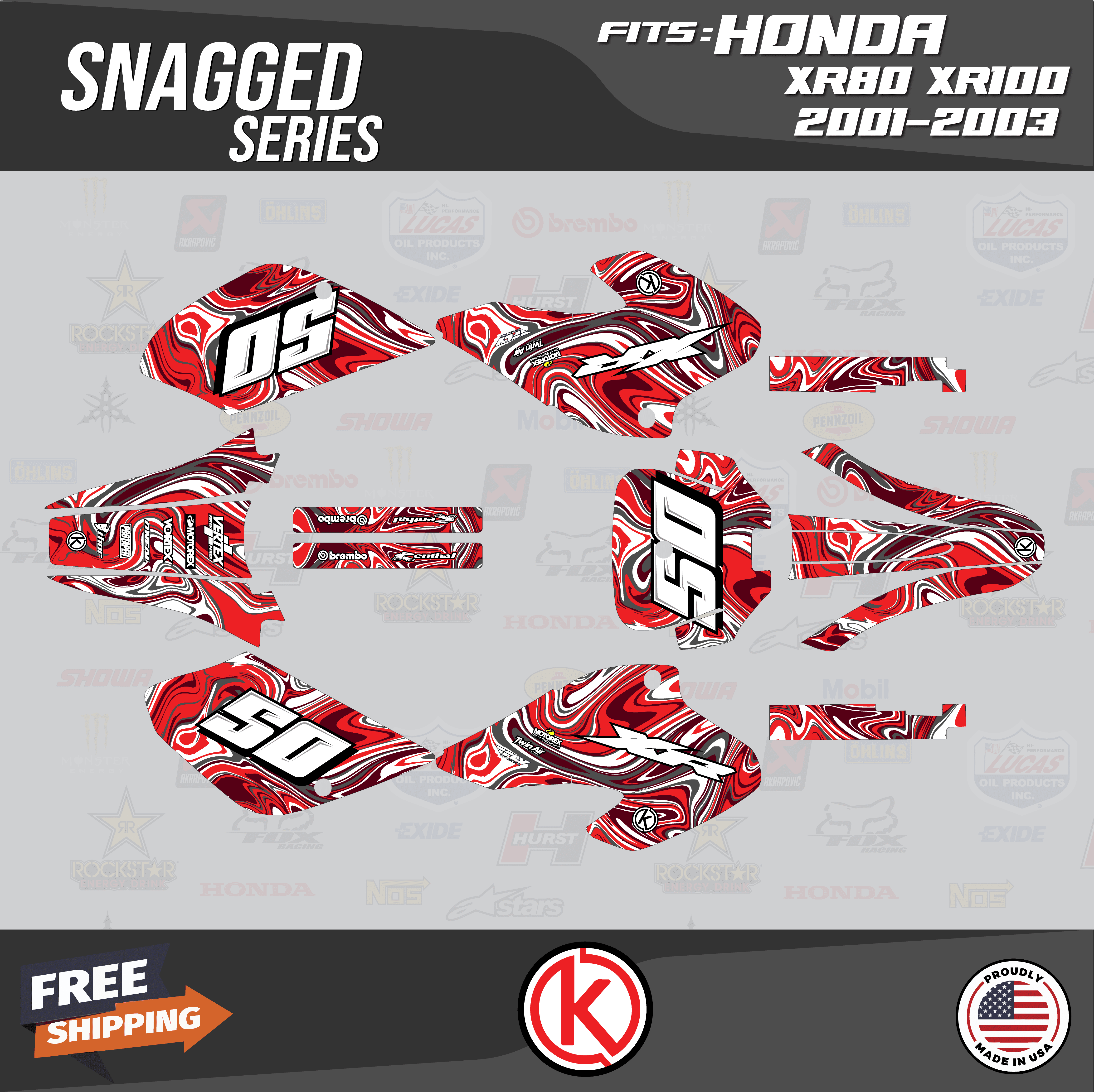 Kalair GFX Graphics Kit for Honda XR100 (2001-2003) Snagged Series ...
