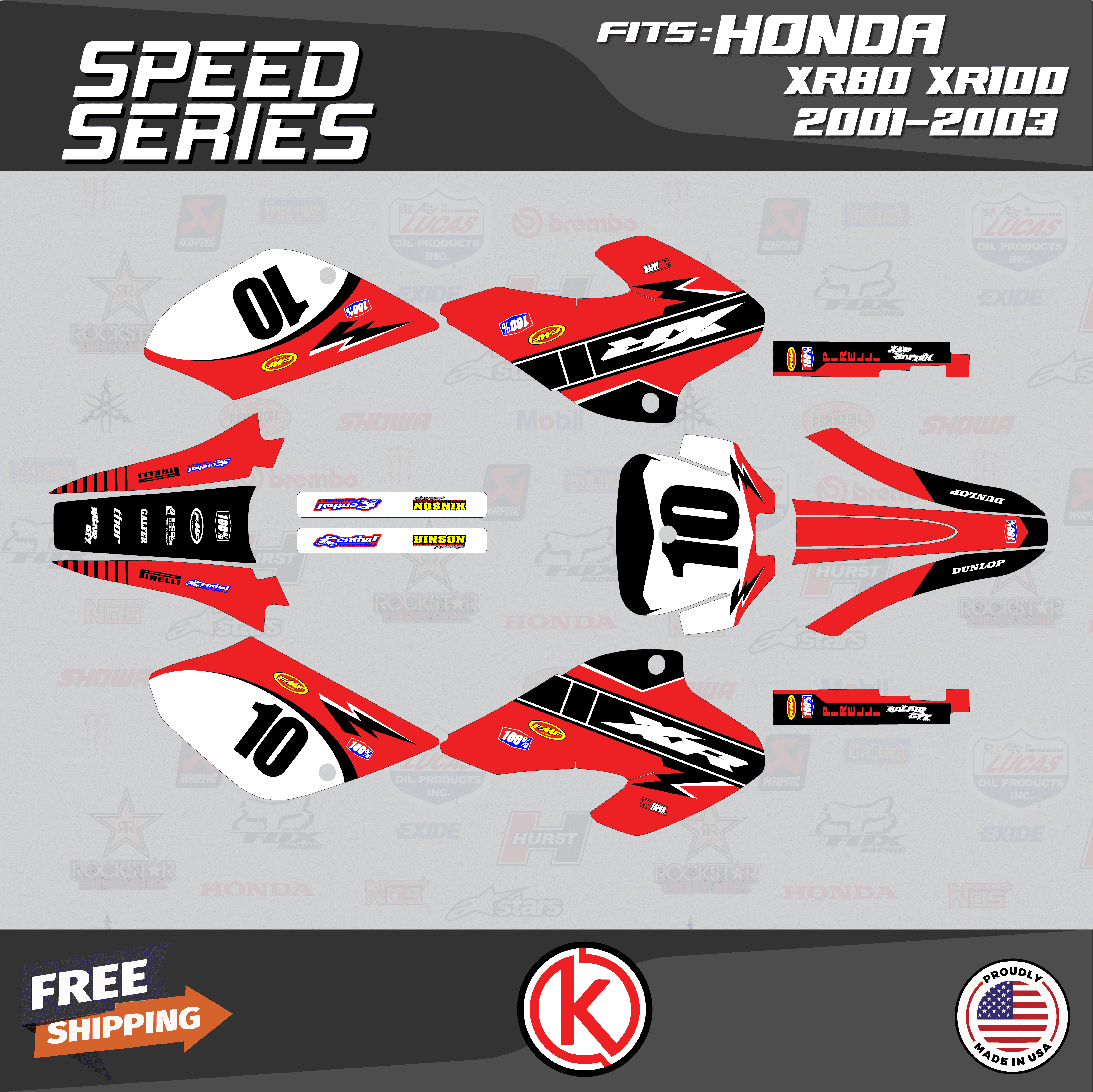 Kalair GFX Graphics Kit for Honda XR100 (2001-2003) Speed Series ...