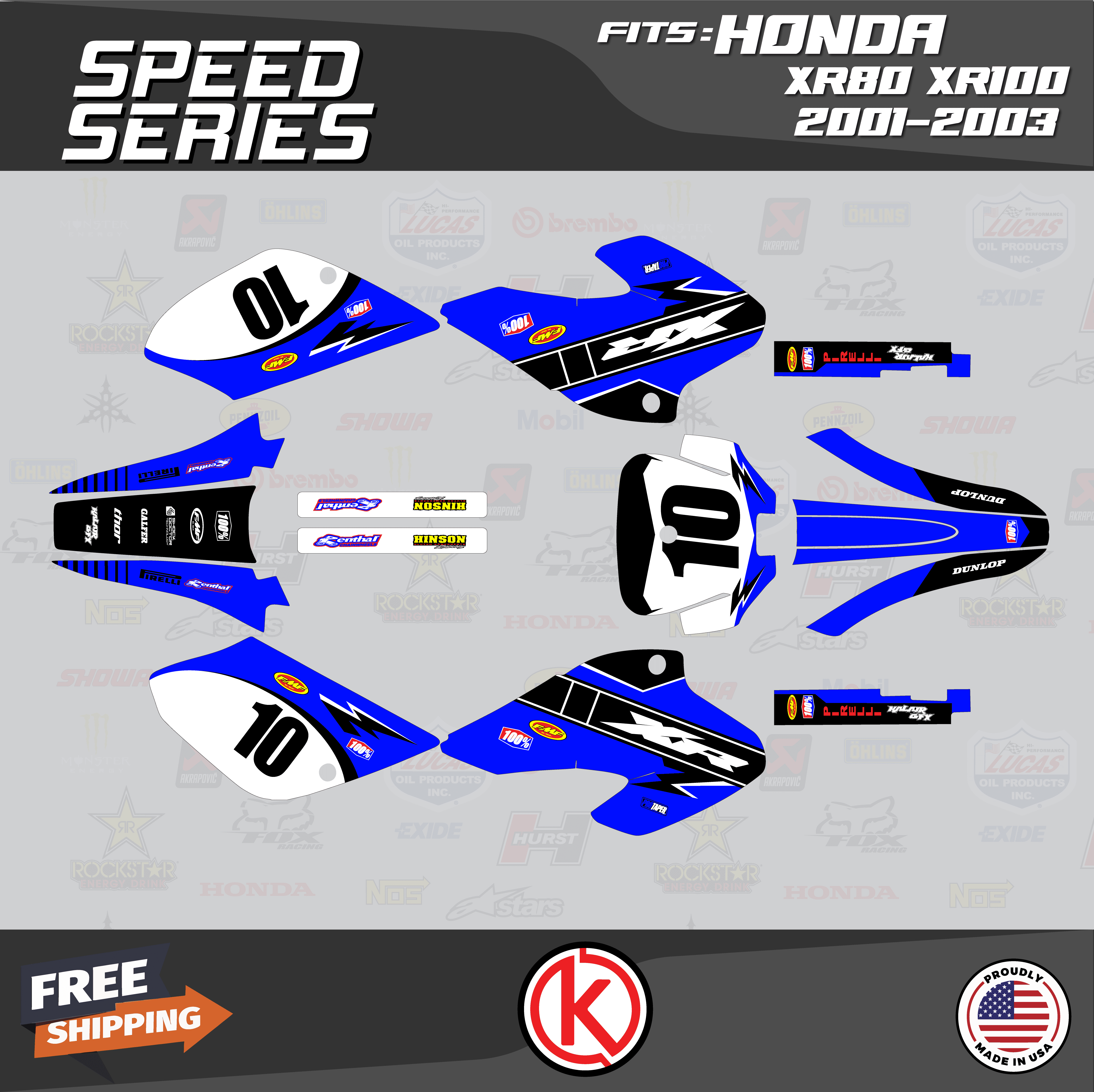 Kalair GFX Graphics Kit for Honda XR100 (2001-2003) Speed Series ...