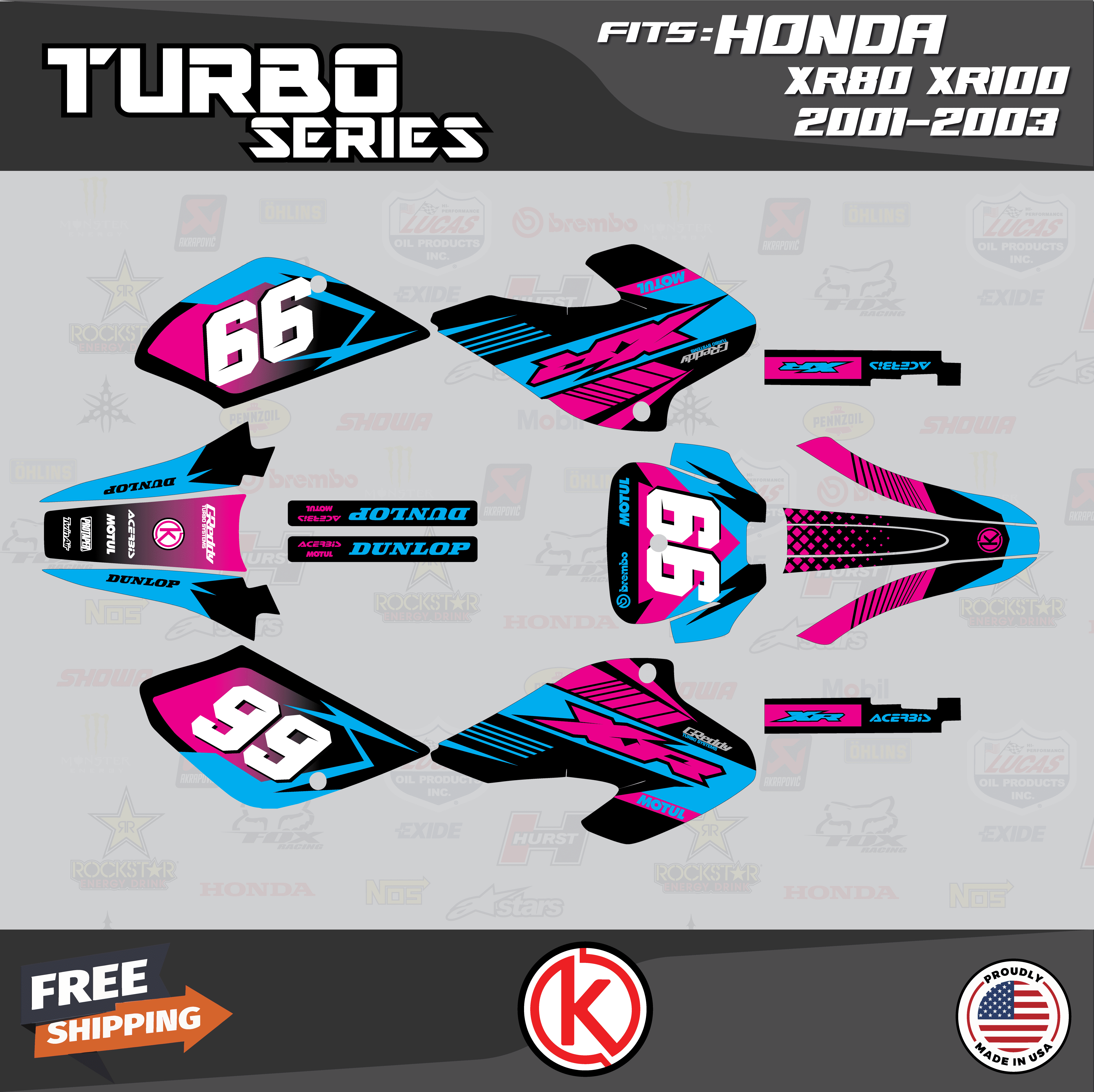 Kalair GFX Graphics Kit for Honda XR100 (2001-2003) Turbo Series ...