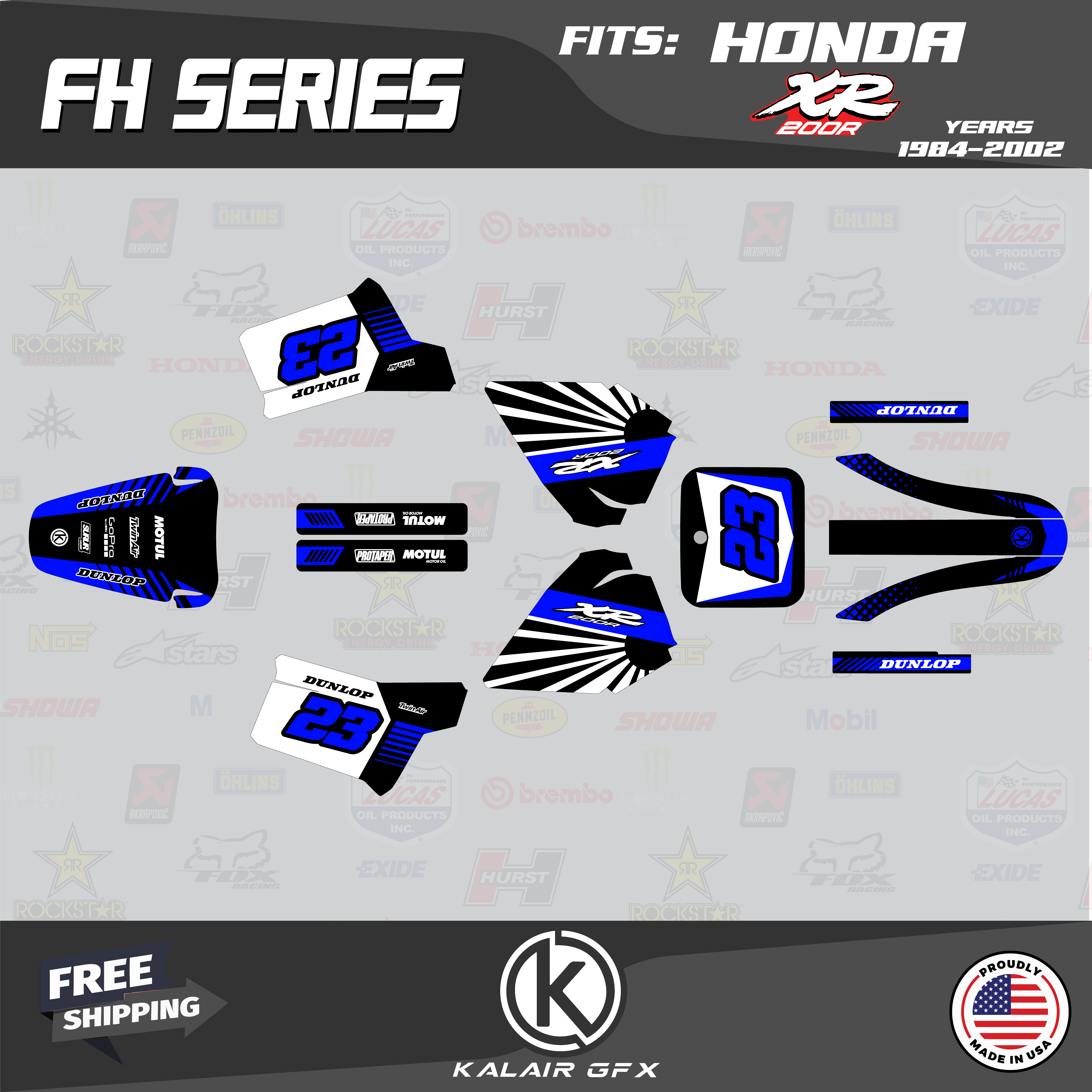 Kalair GFX Graphics Kit for Honda XR200R (1984-2002) Fh Series ...