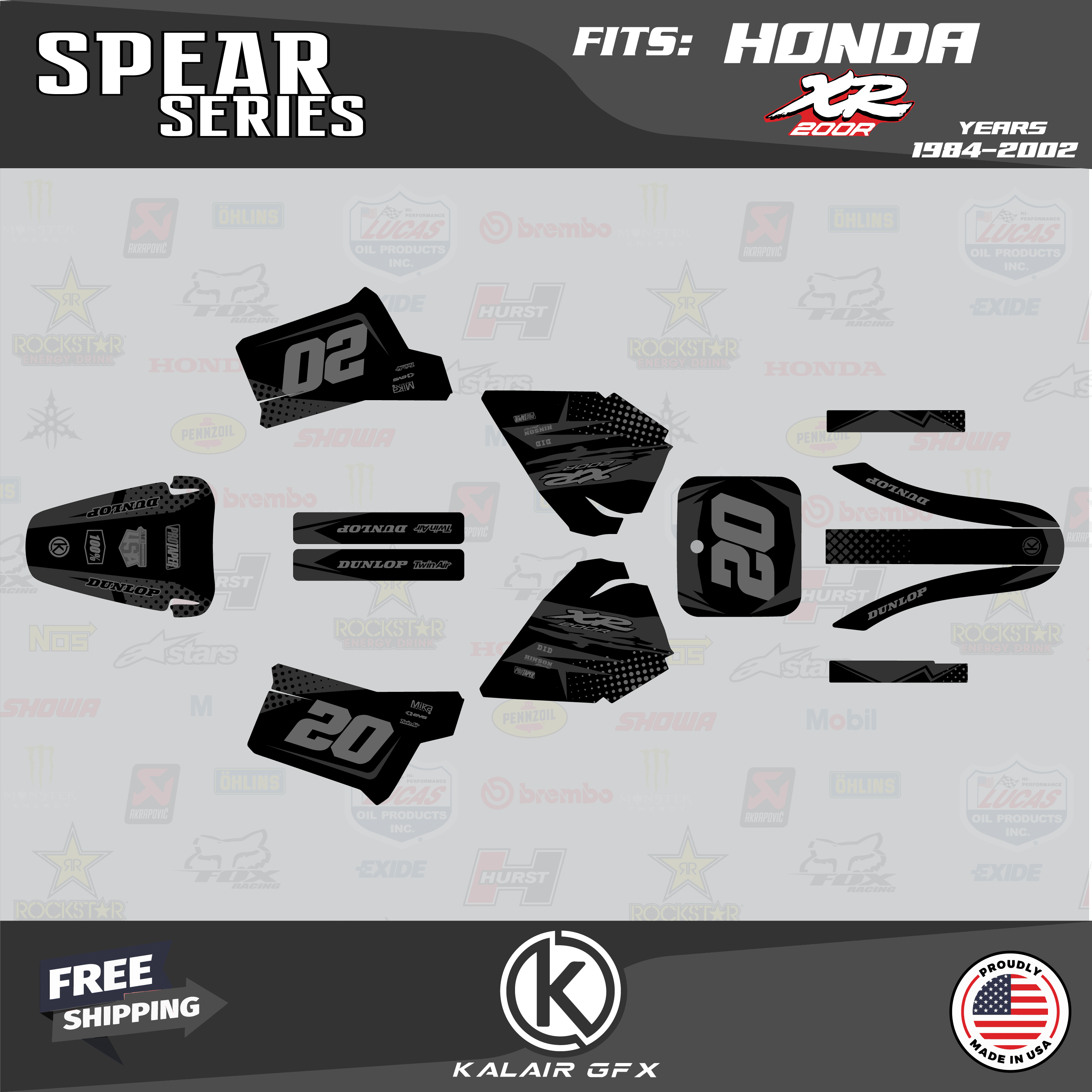 Kalair GFX Graphics Kit for Honda XR200R (1984-2002) Spear Series ...