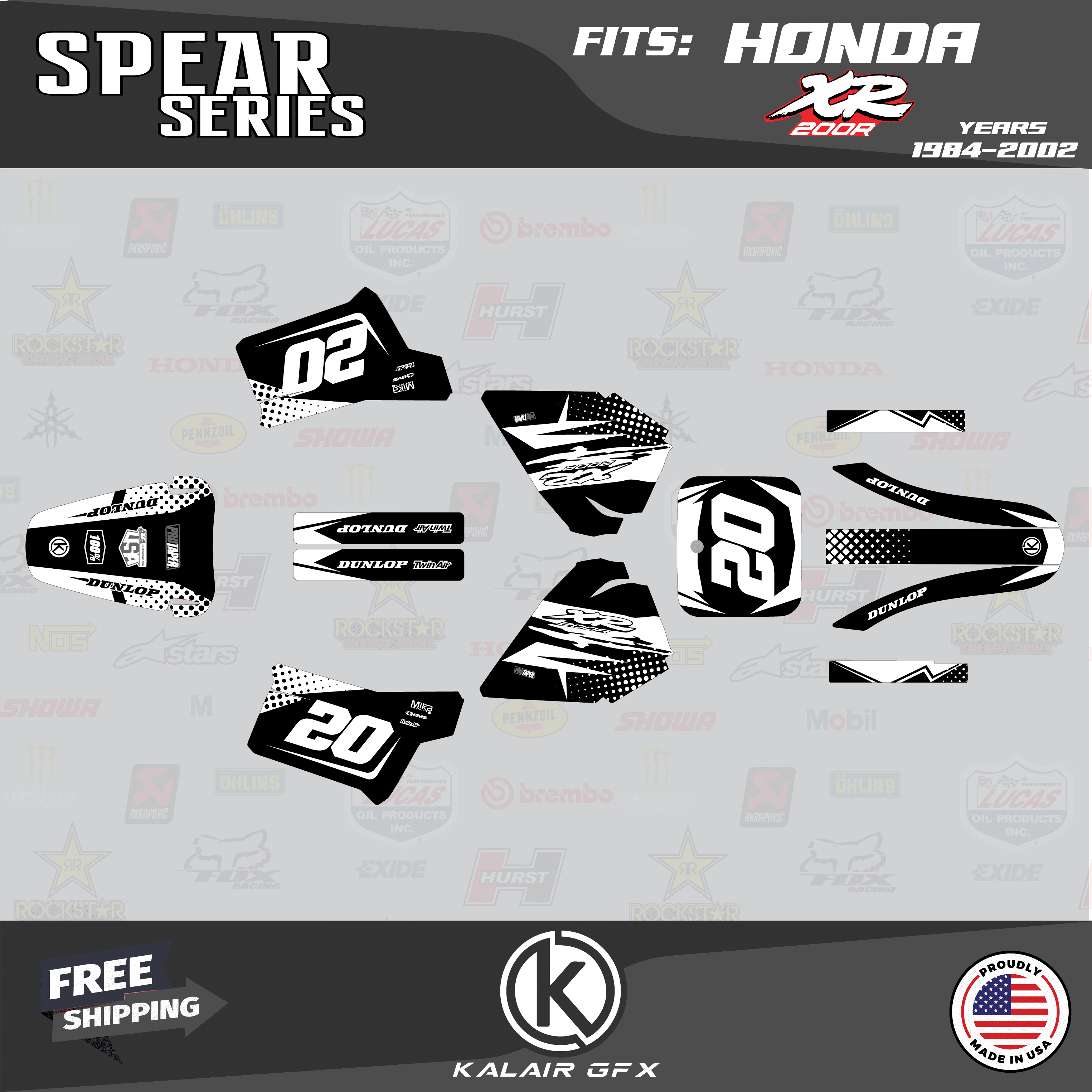 Kalair GFX Graphics Kit for Honda XR200R (1984-2002) Spear Series ...