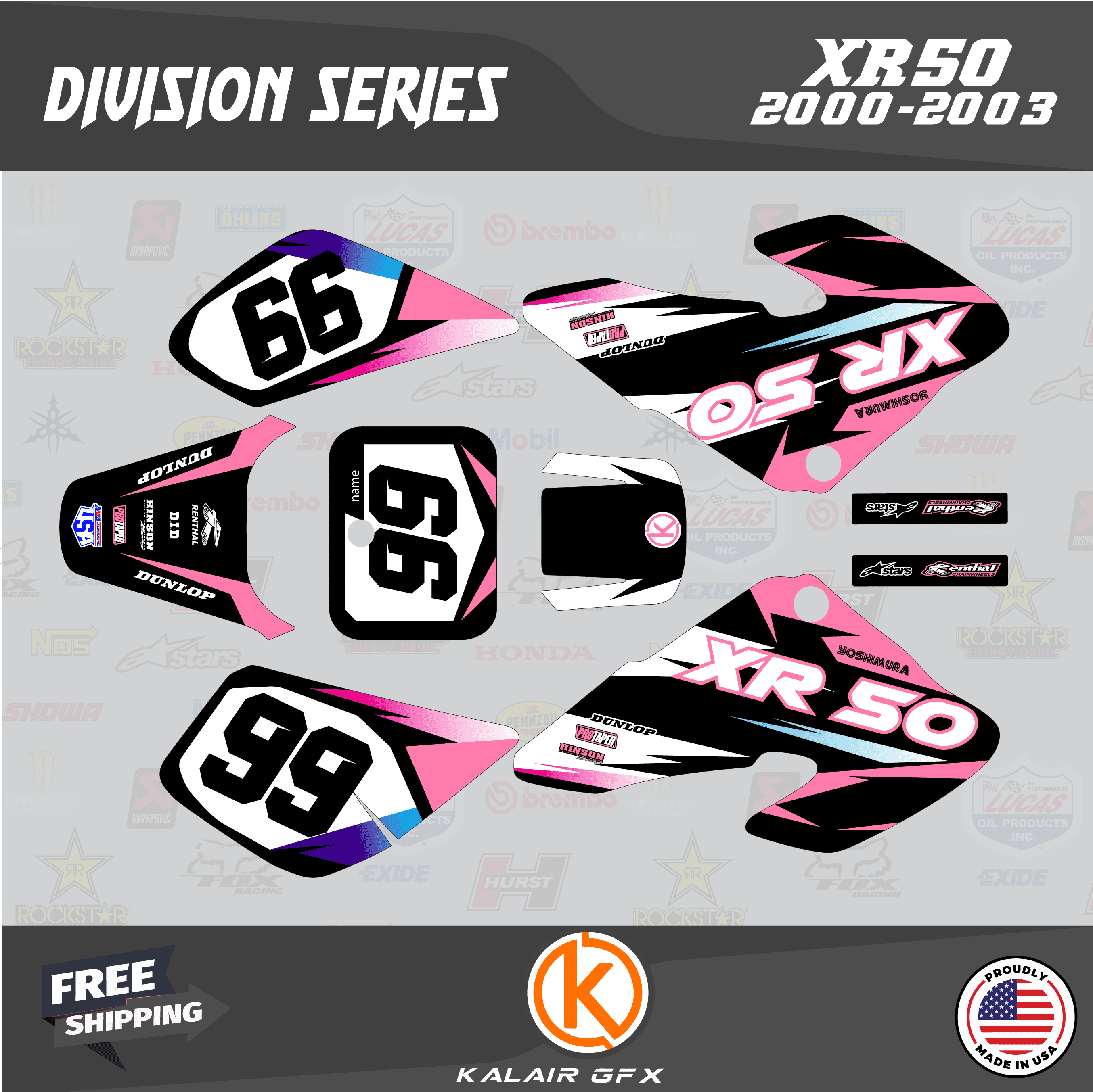 Kalair GFX Graphics Kit for Honda XR50 (2000-2003) Division Series ...