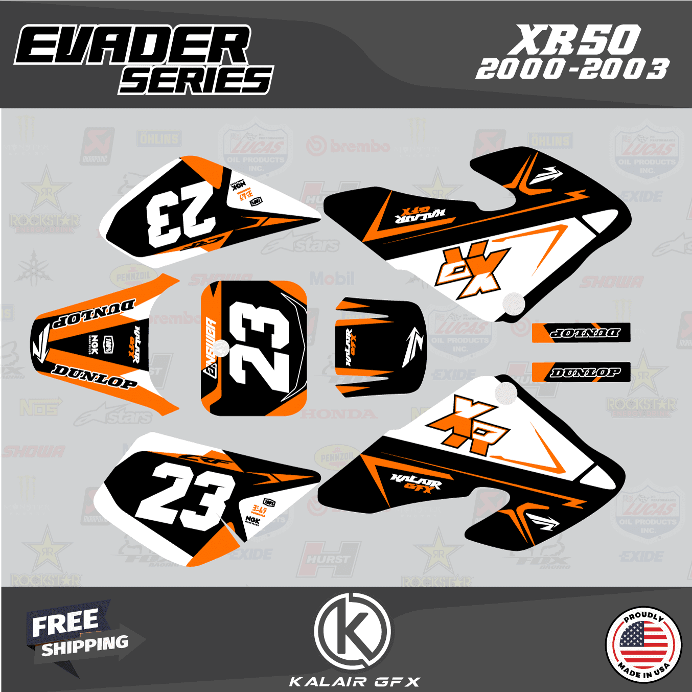 Kalair GFX Graphics Kit for Honda XR50 (2000-2003) Evader Series ...