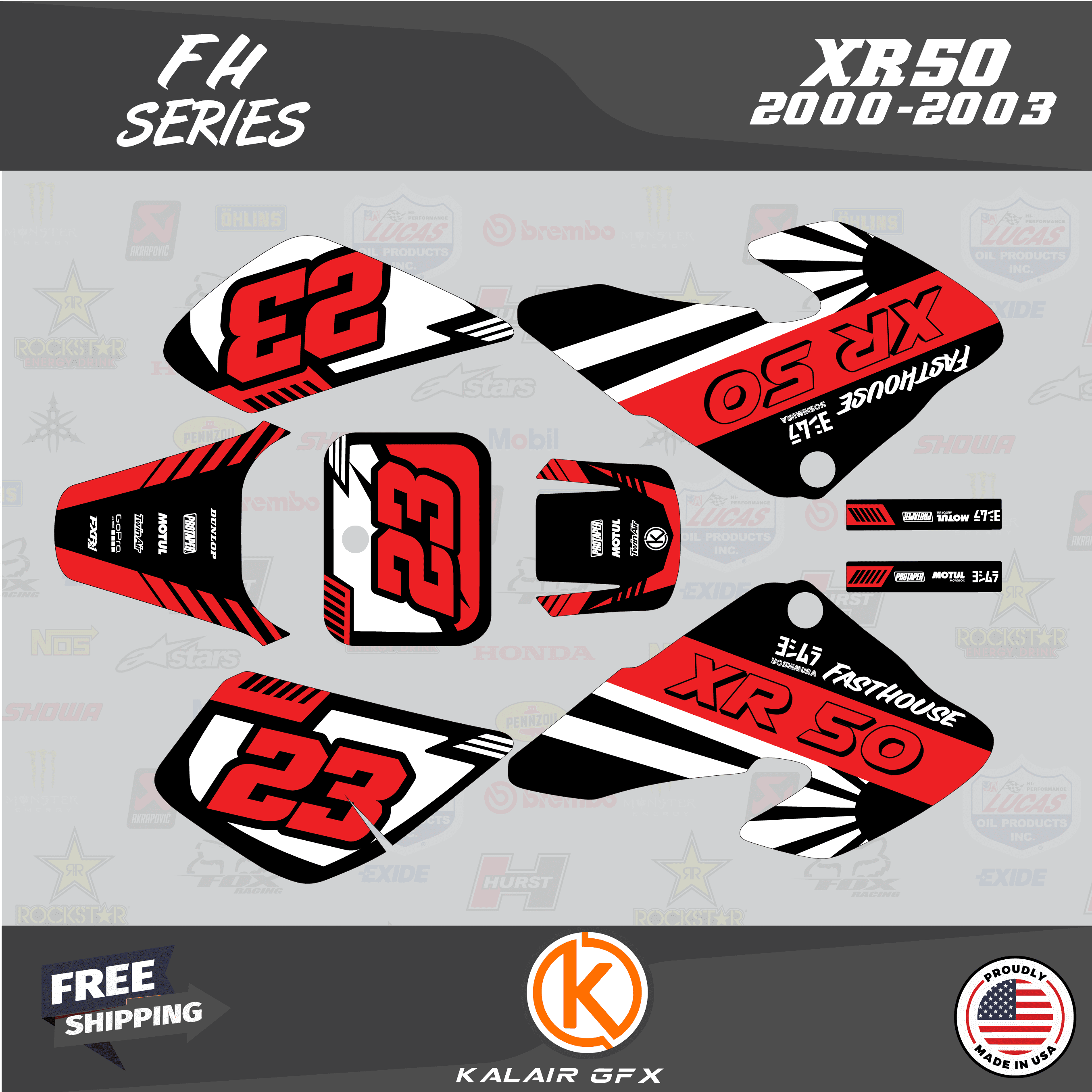 Kalair GFX Graphics Kit for Honda XR50 (2000-2003) Fh Series - Walmart.com