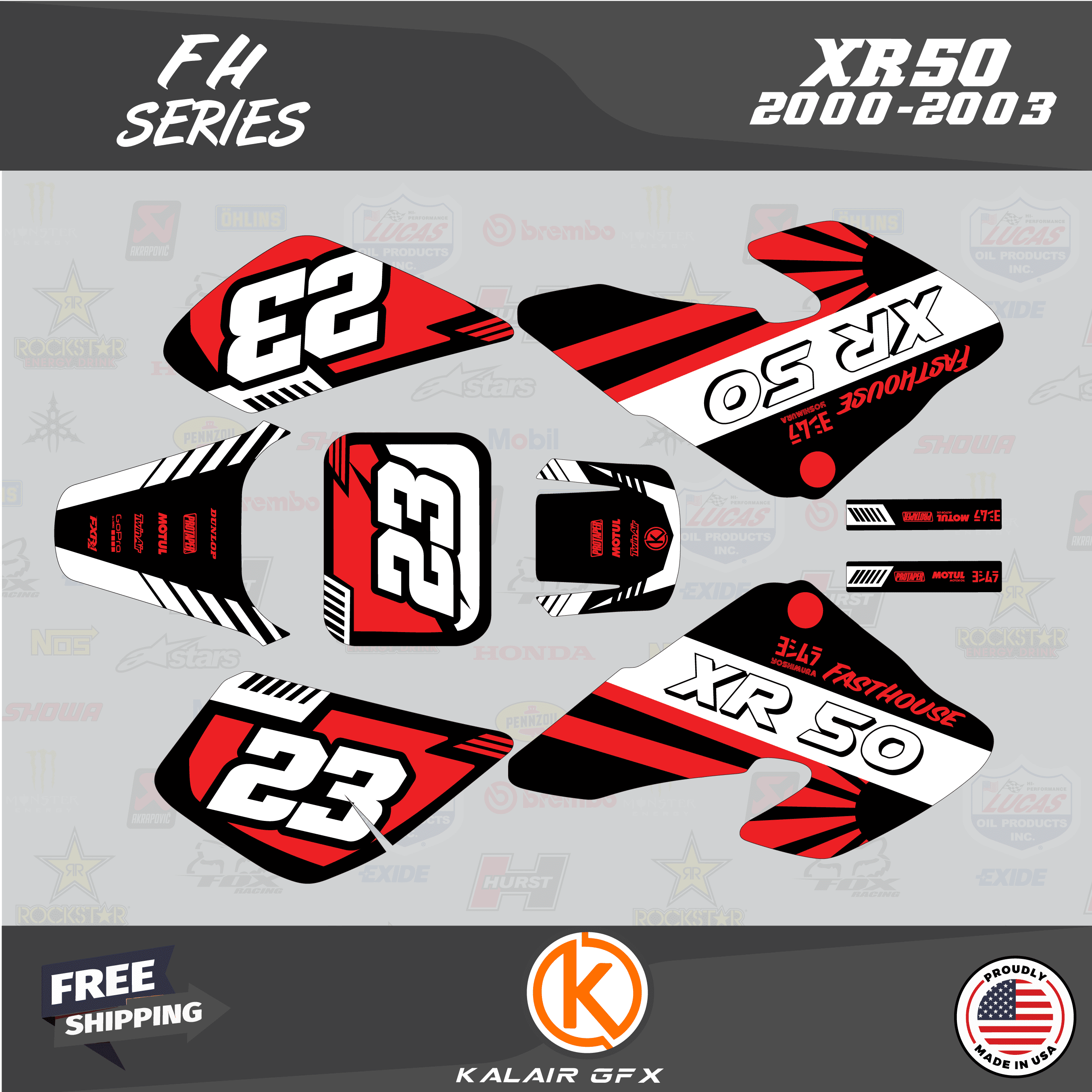 Kalair GFX Graphics Kit for Honda XR50 (2000-2003) Fh Series - Walmart.com