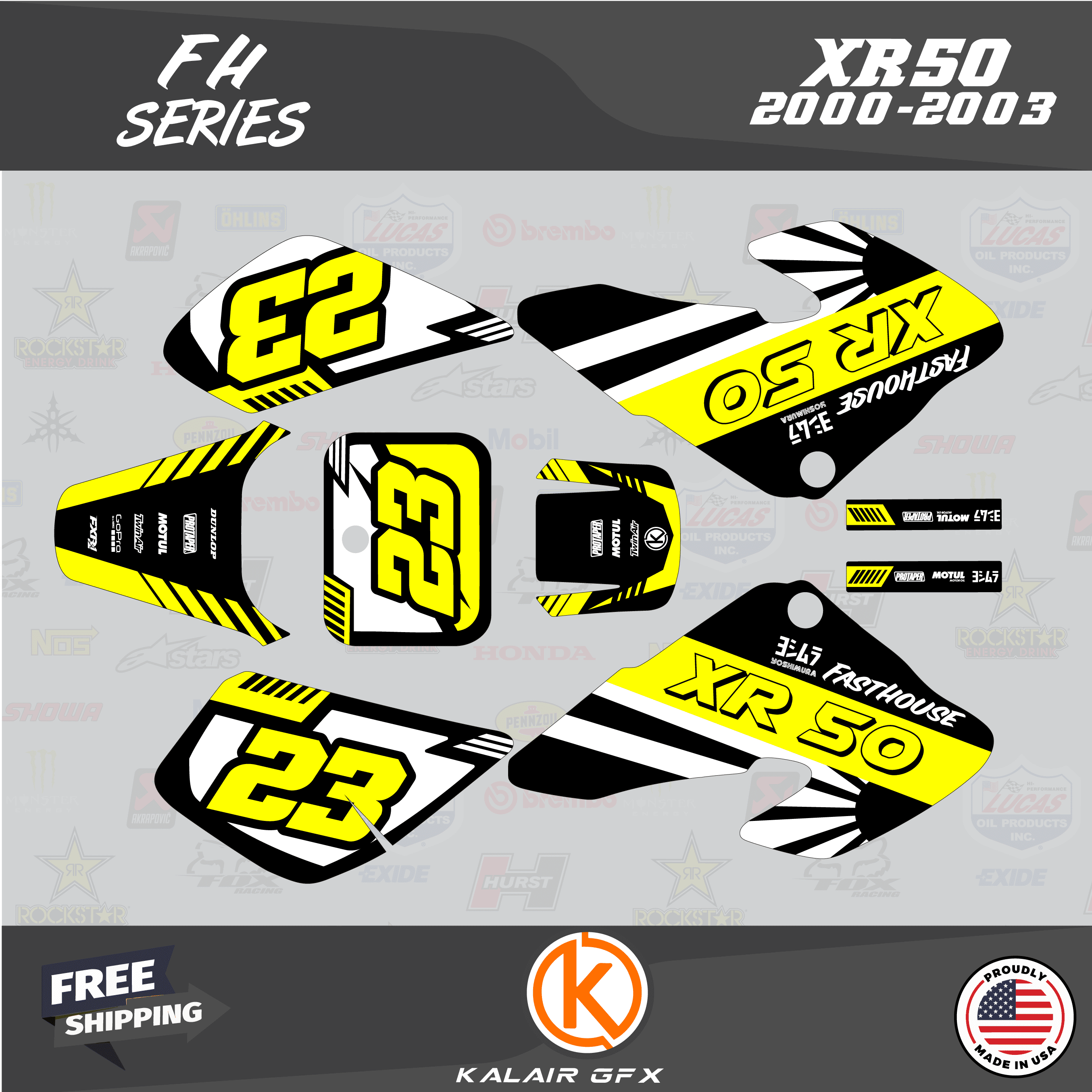 Kalair GFX Graphics Kit for Honda XR50 (2000-2003) Fh Series - Walmart.com
