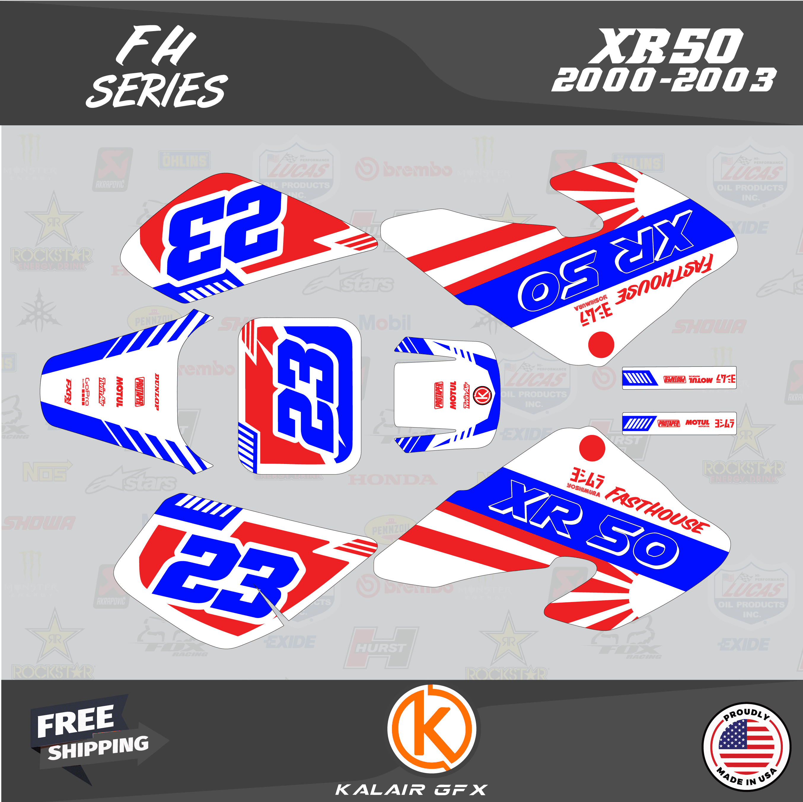 Kalair GFX Graphics Kit for Honda XR50 (2000-2003) Fh Series - Walmart.com
