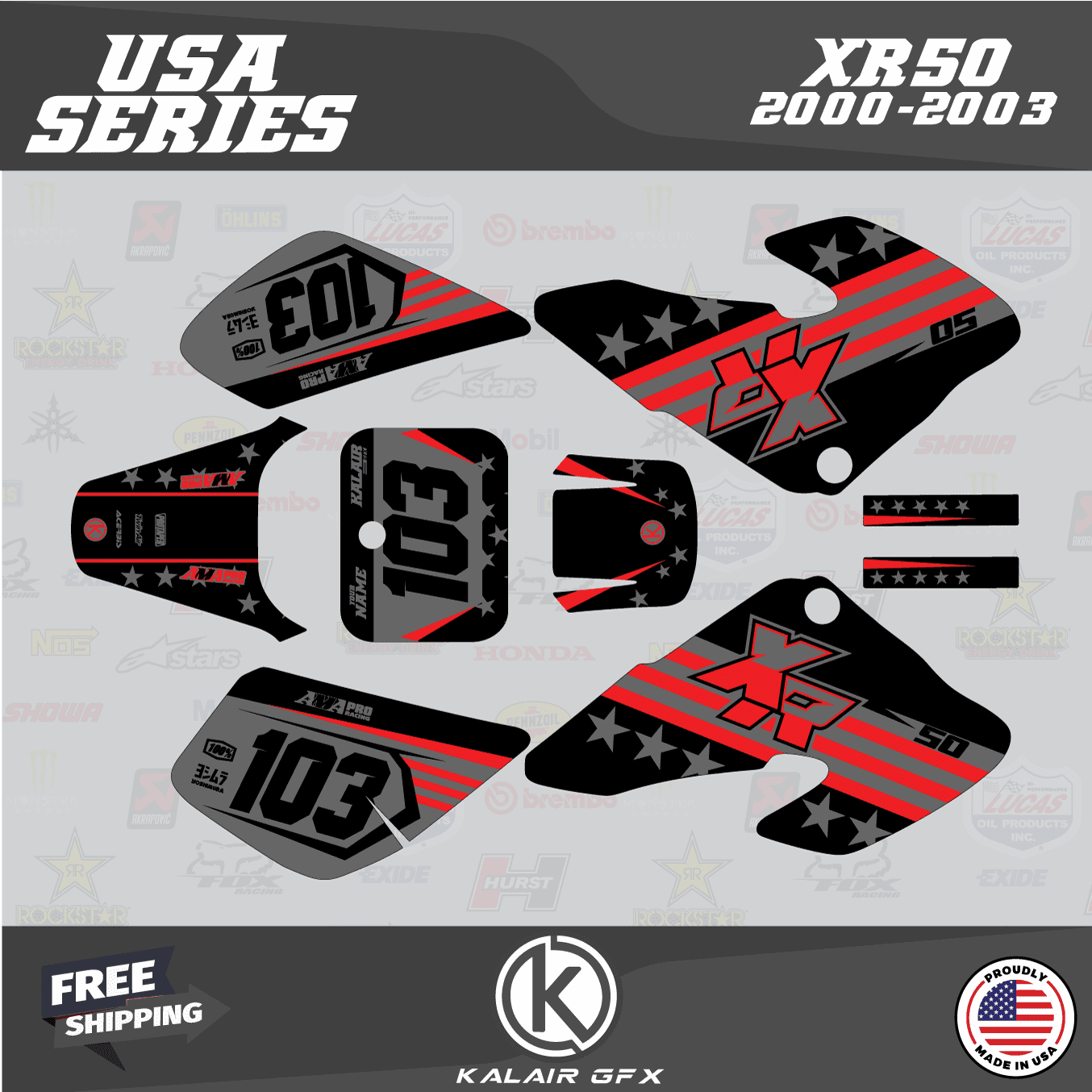 Kalair GFX Graphics Kit for Honda XR50 (2000-2003) Usa Series - Walmart.com