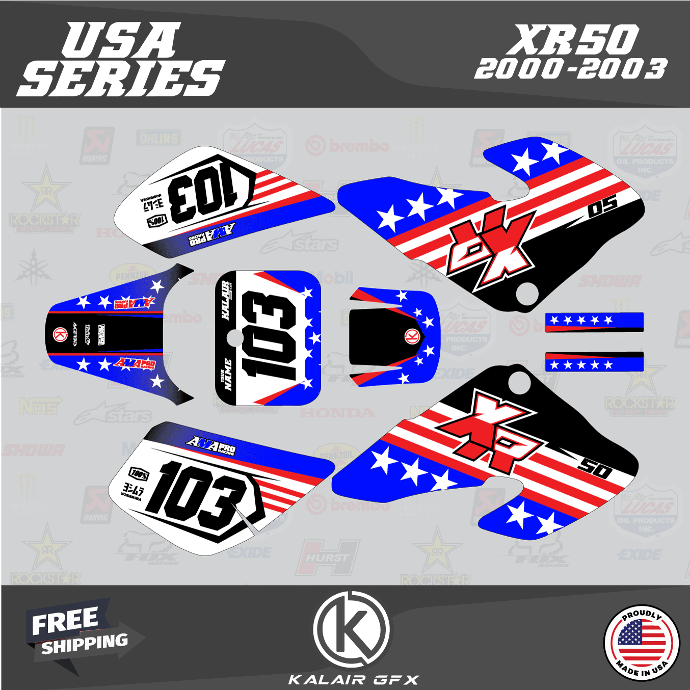 Kalair GFX Graphics Kit for Honda XR50 (2000-2003) Usa Series - Walmart.com