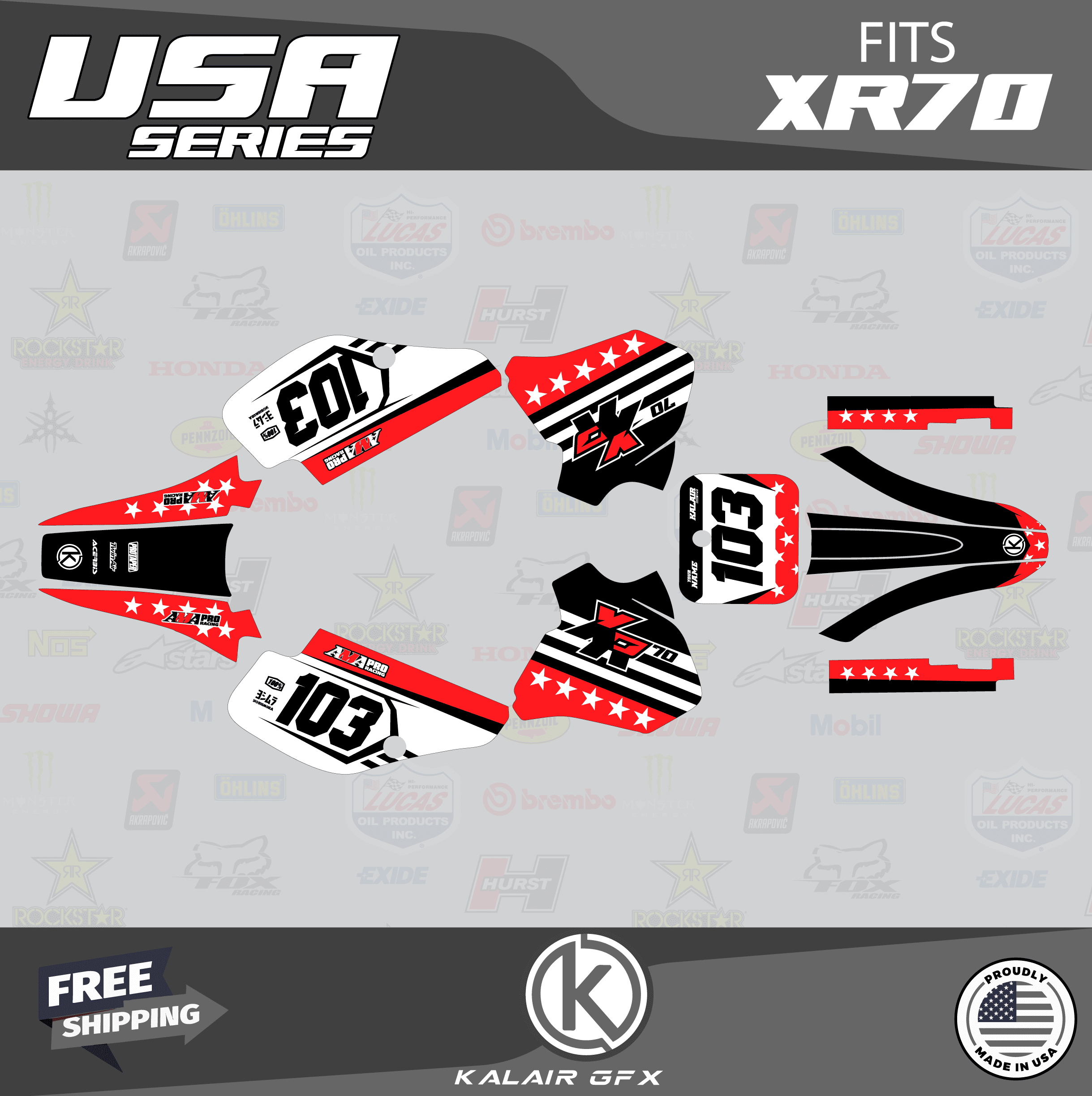 Kalair GFX Graphics Kit for Honda XR70 (1997-2000) Usa Series - Walmart.com