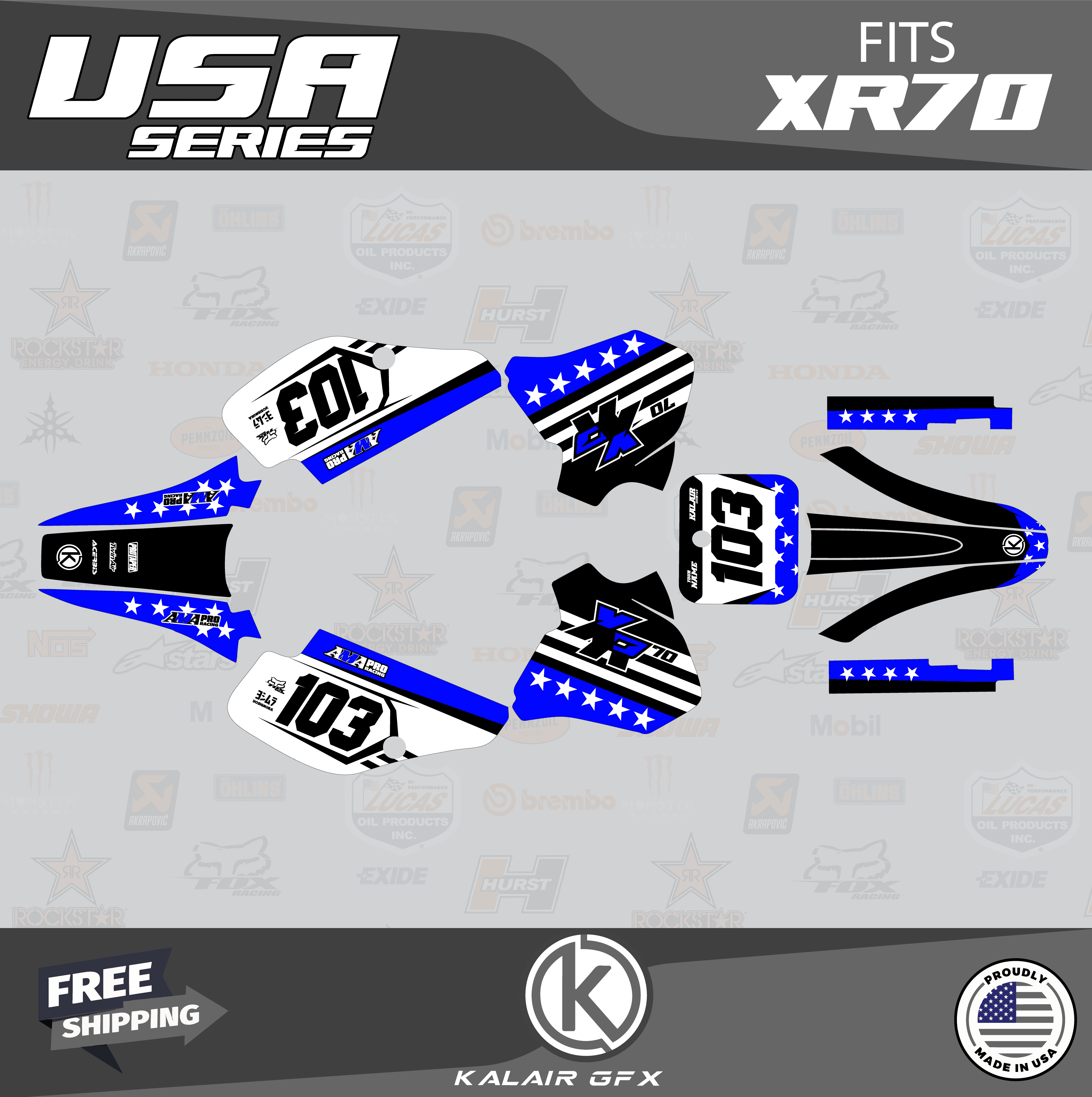 Kalair GFX Graphics Kit for Honda XR70 (1997-2000) Usa Series - Walmart.com