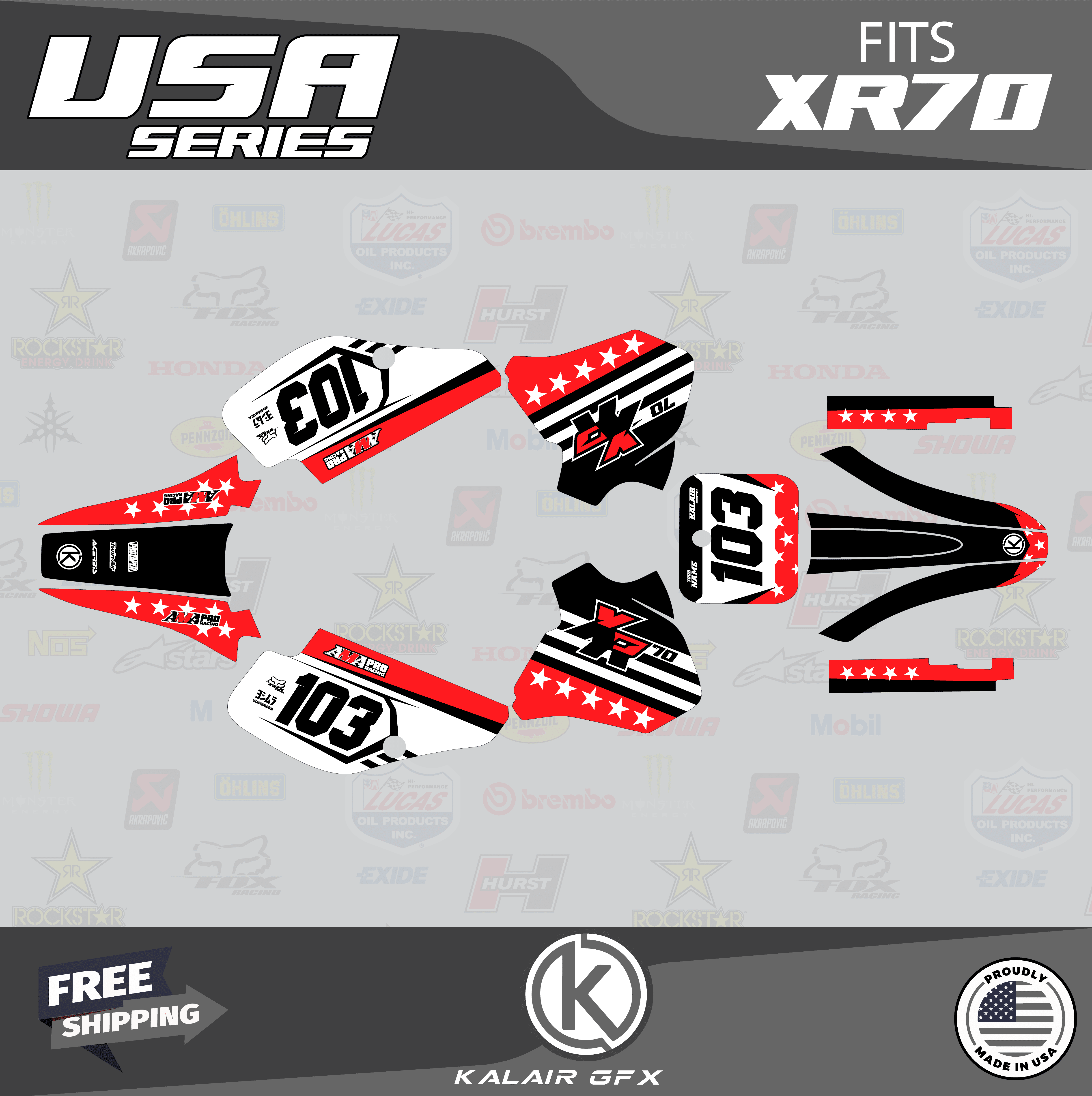 Kalair GFX Graphics Kit for Honda XR70 (1997-2000) Usa Series - Walmart.com