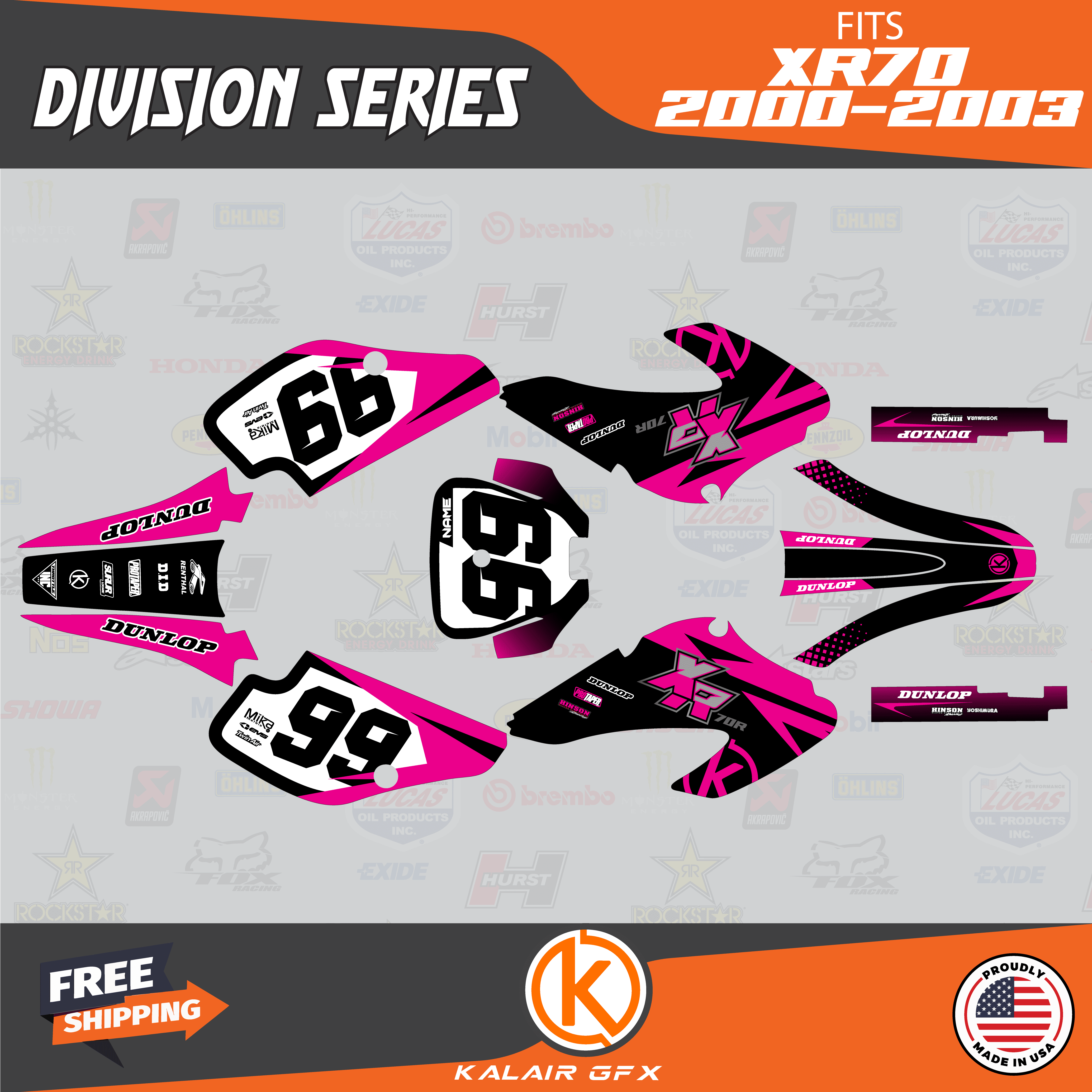 Kalair GFX Graphics Kit for Honda XR70 (2001-2003) Division Series ...