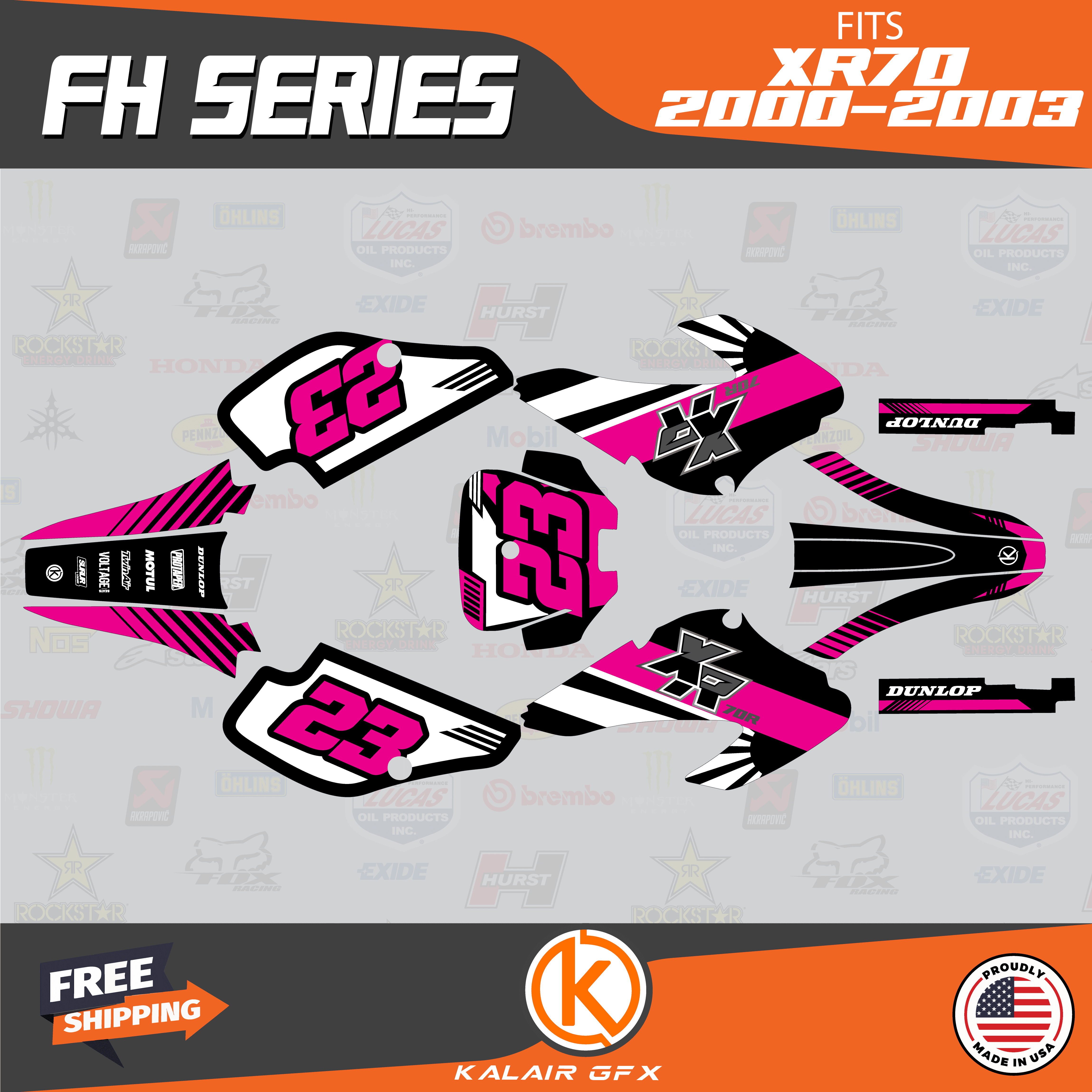 Dirtbike Racing Decals Kalair GFX Graphics Kit For Honda XR80 2001-2003 ...