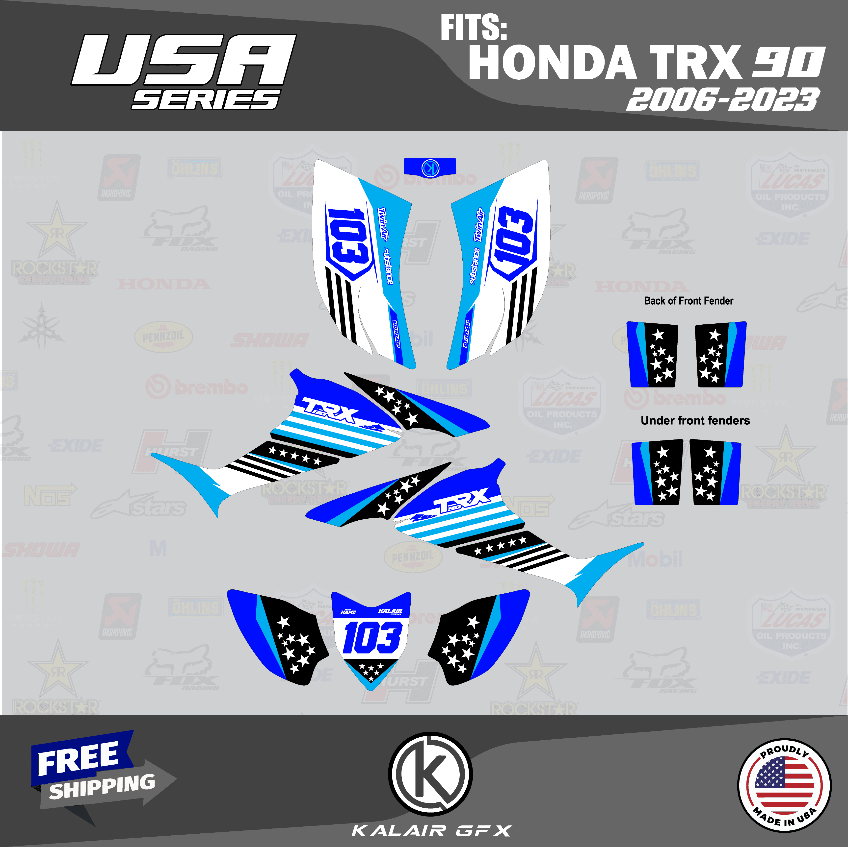 Kalair GFX Graphics Kit for Honda XR70 (2001-2003) Predator Series ...