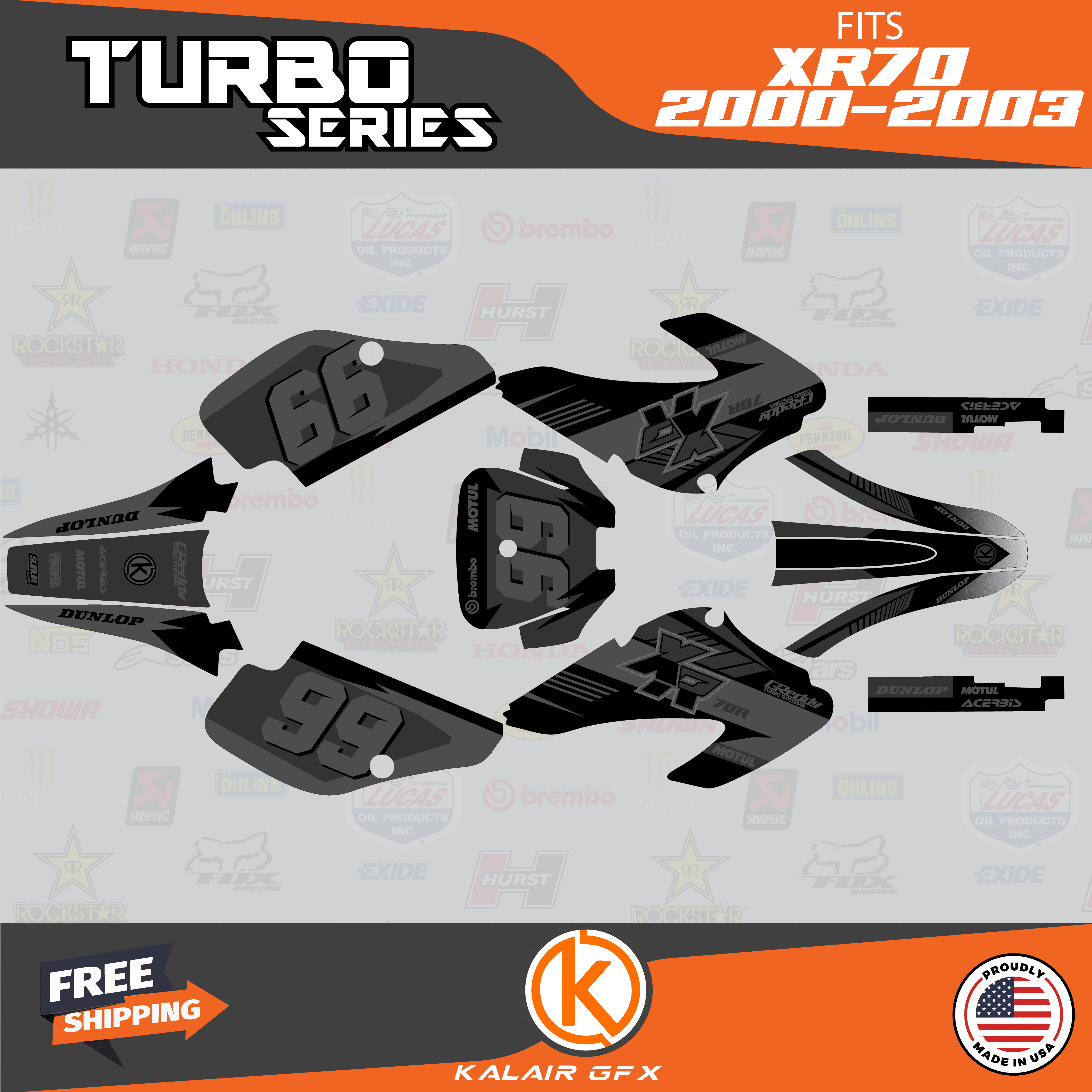 Kalair GFX Graphics Kit for Honda XR70 (2001-2003) Turbo Series ...