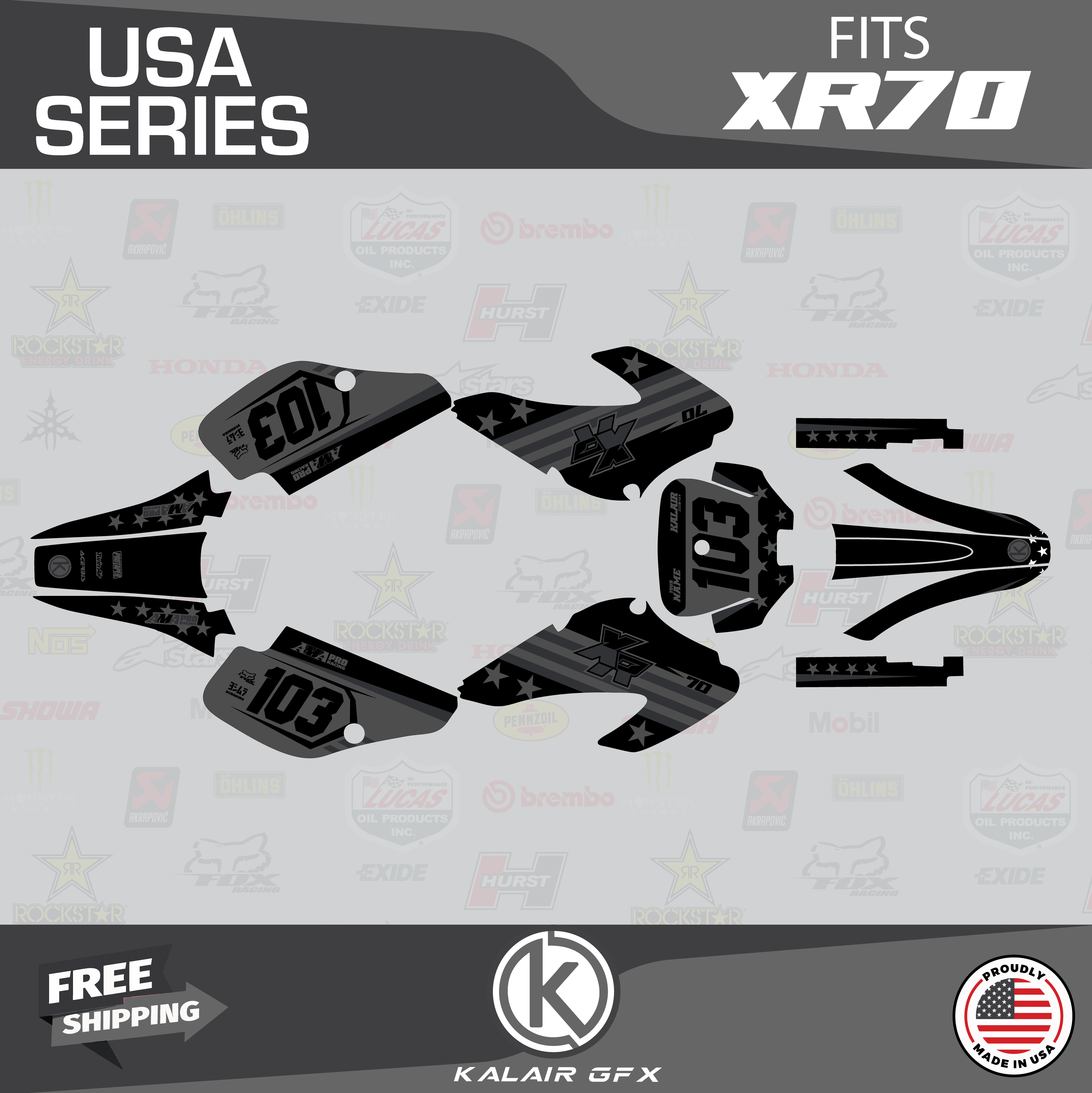 Kalair GFX Graphics Kit for Honda XR70 (2001-2003) Usa Series - Walmart.com
