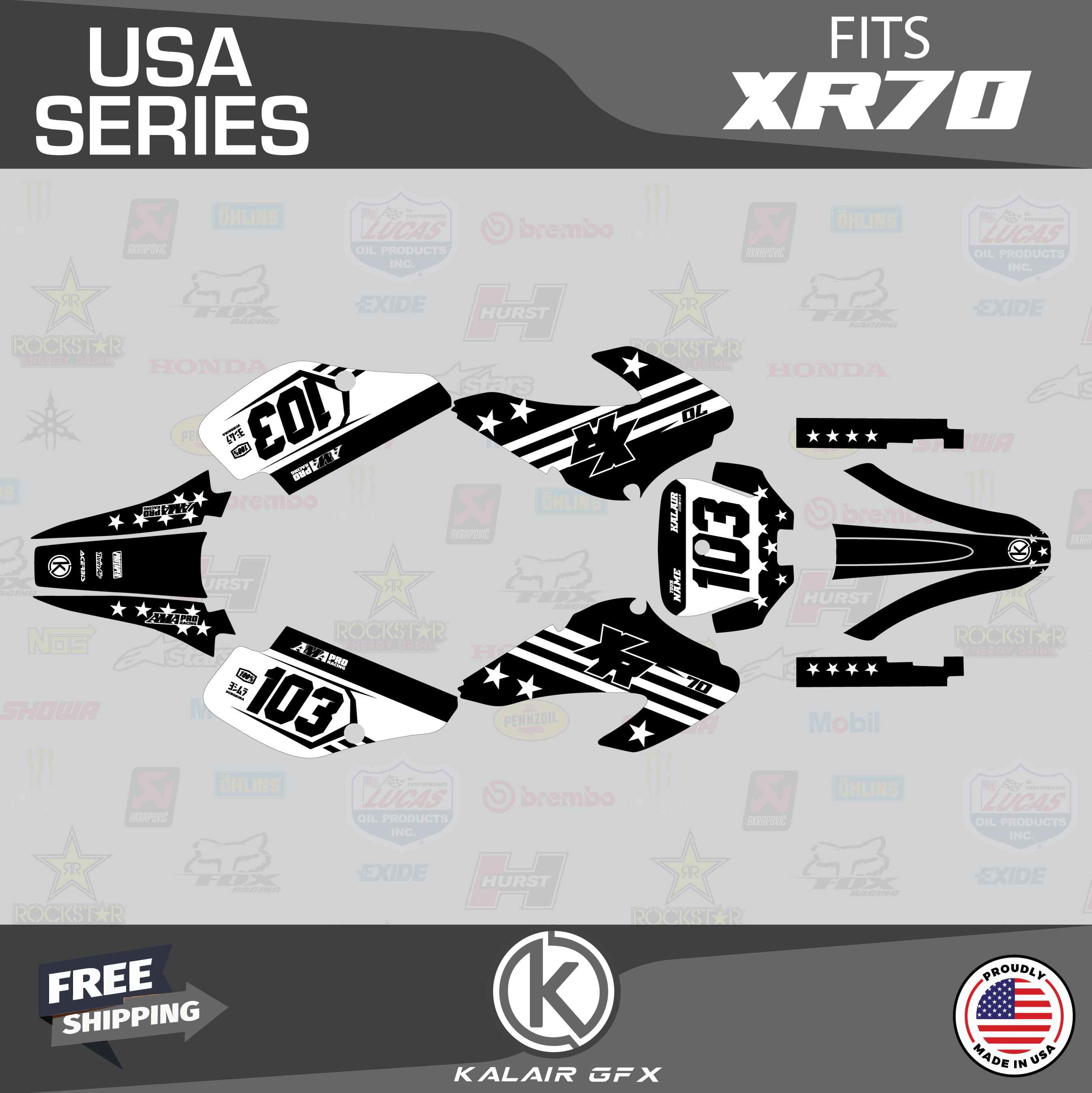 Kalair GFX Graphics Kit for Honda XR70 (2001-2003) Usa Series - Walmart.com