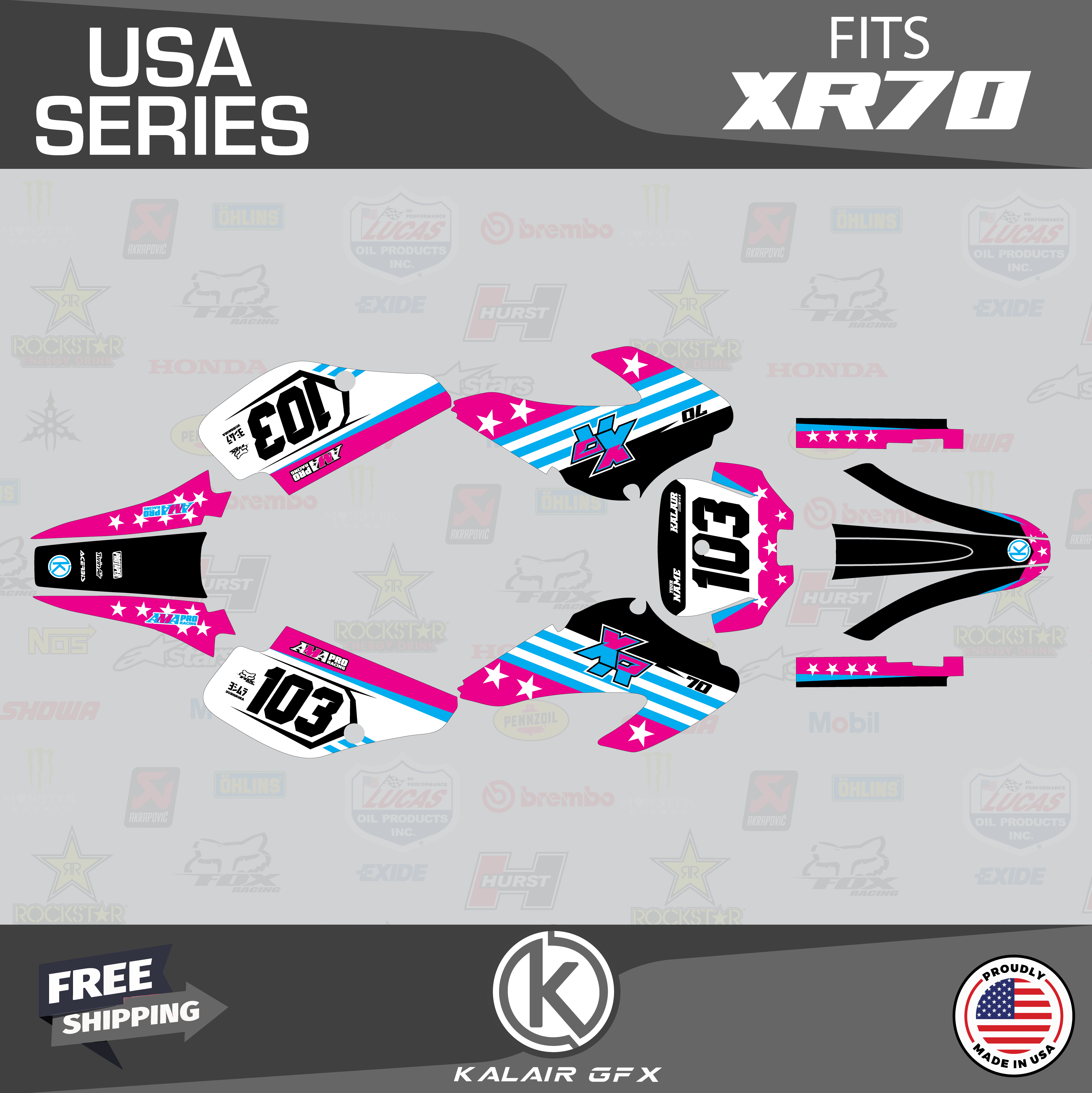 Kalair GFX Graphics Kit for Honda XR70 (2001-2003) Usa Series - Walmart.com