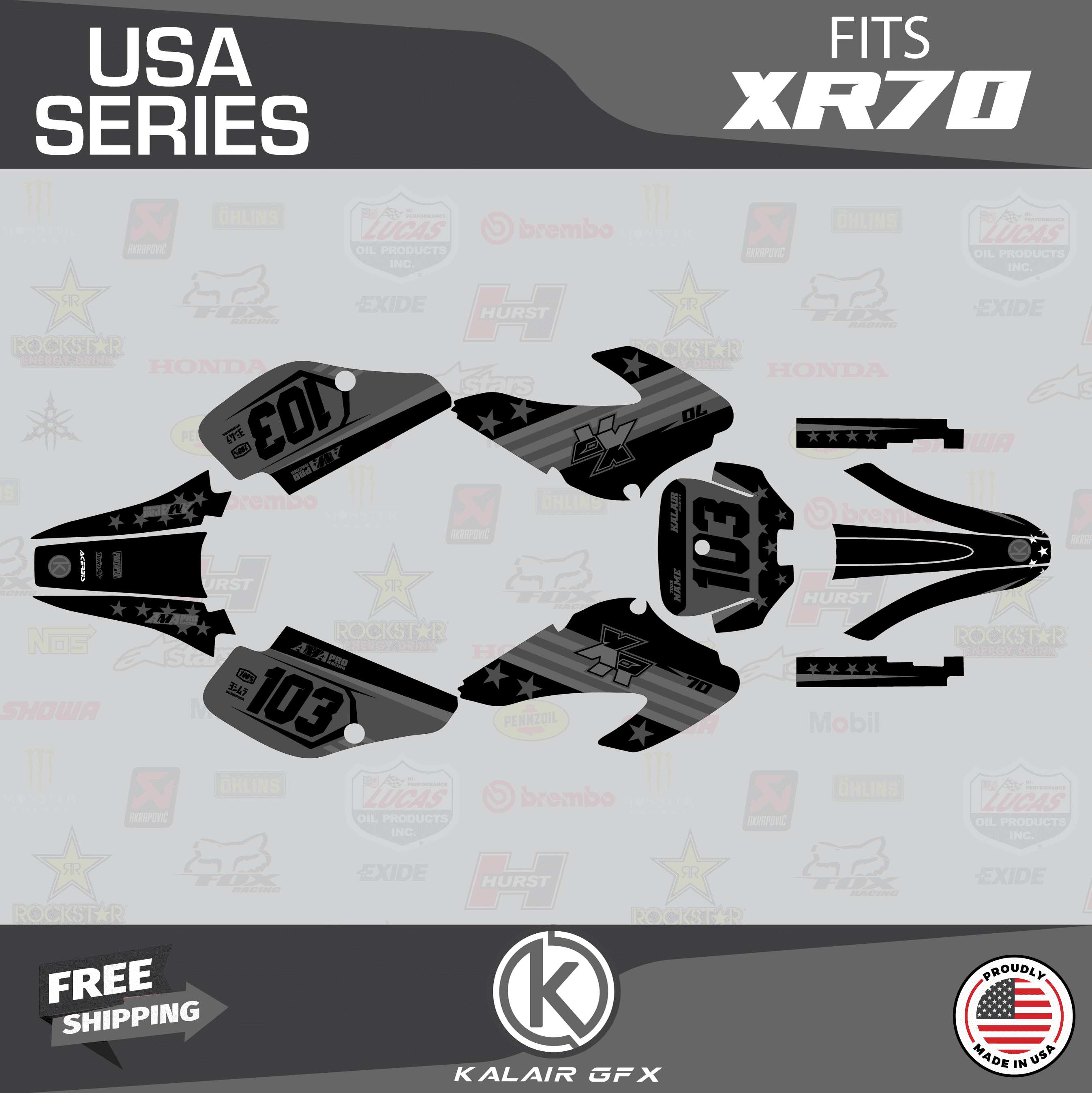Kalair GFX Graphics Kit for Honda XR70 (2001-2003) Usa Series - Walmart.com