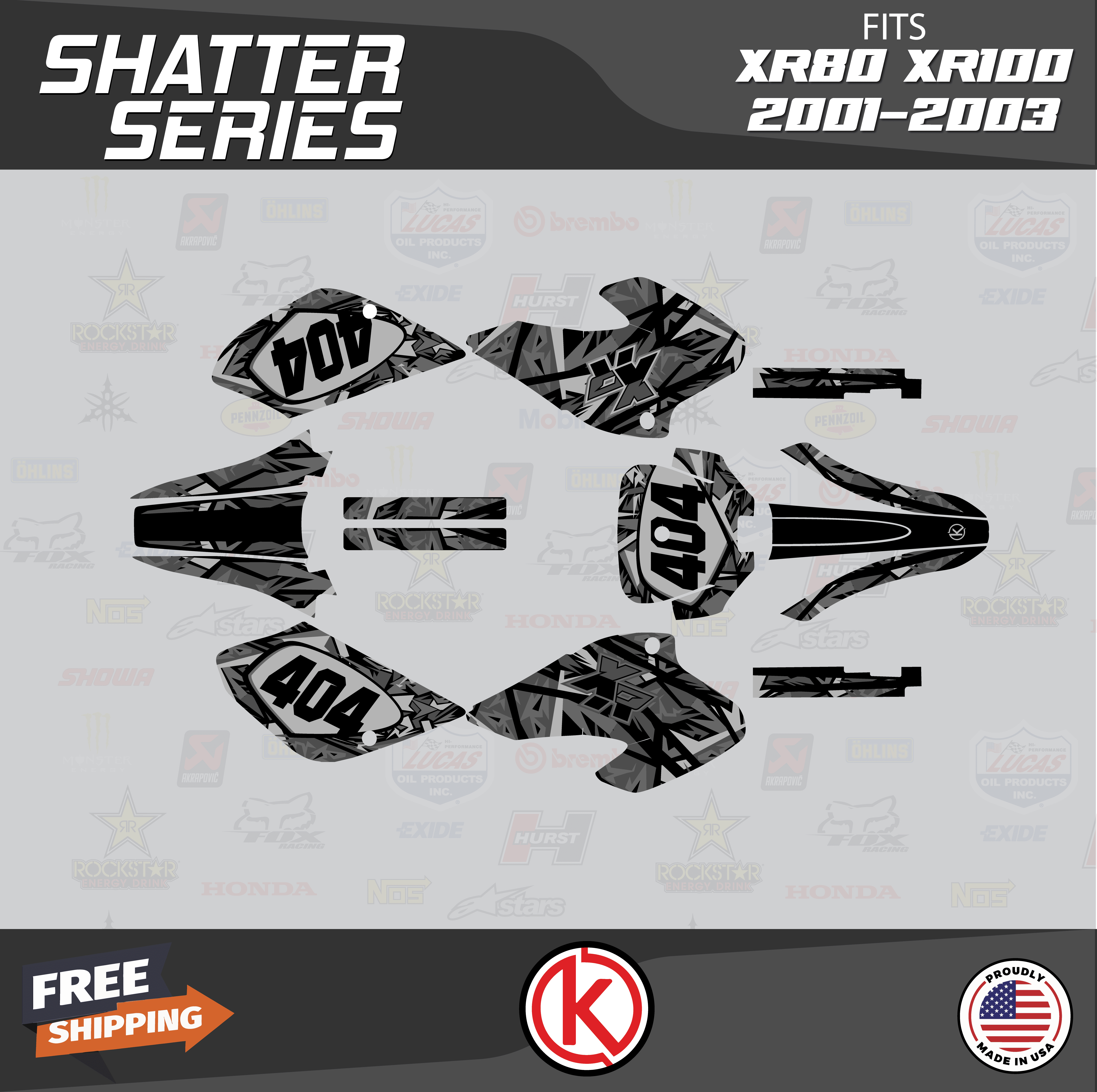 Kalair GFX Graphics Kit for Honda XR80 (2001-2003) Shatter Series ...