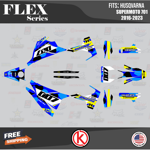 Kalair GFX Graphics Kit for Husqvarna 701 SUPERMOTO (2016-2023) Flex ...