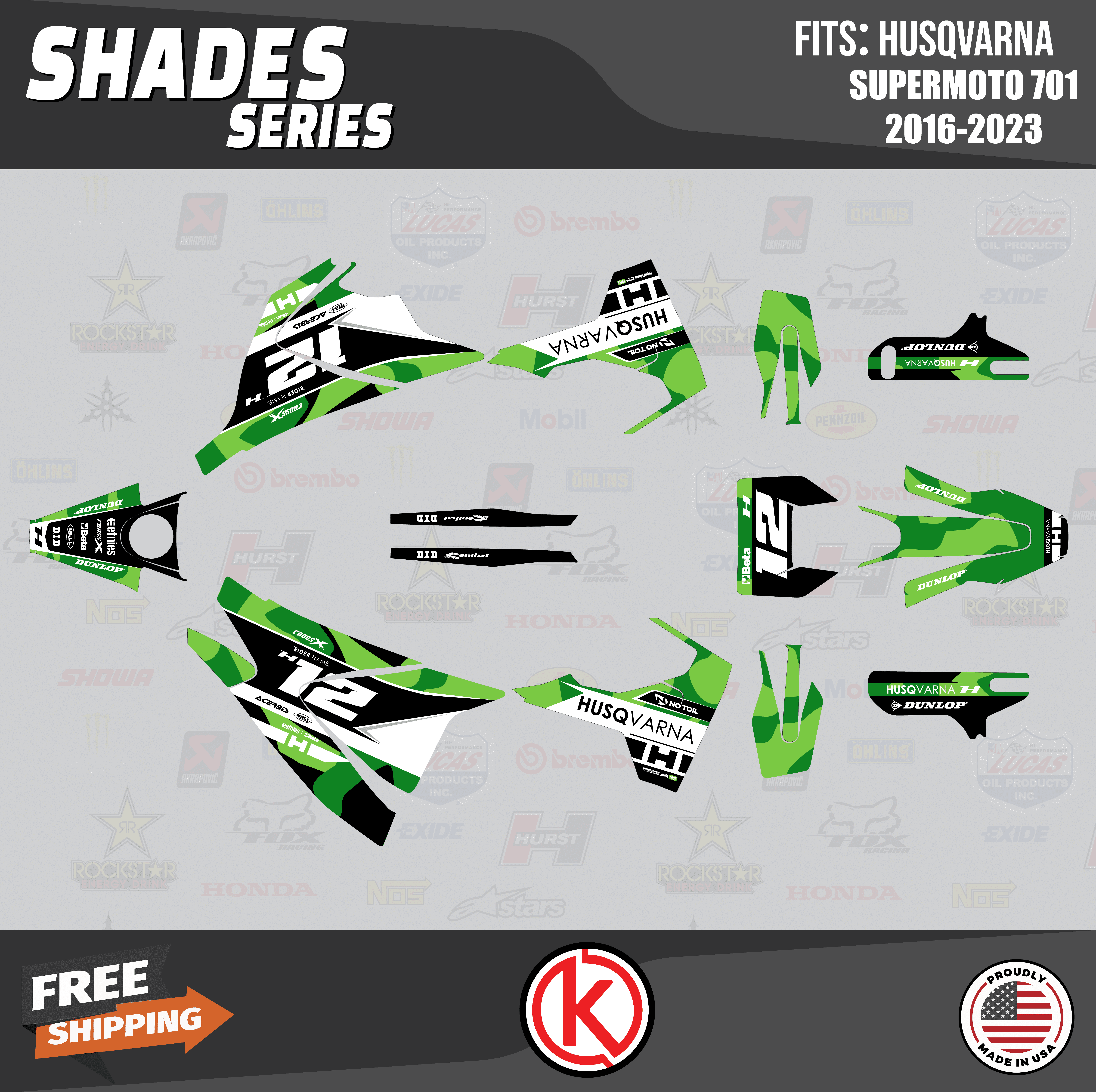 Kalair GFX Graphics Kit for Husqvarna 701 SUPERMOTO (2016-2023) Shades ...