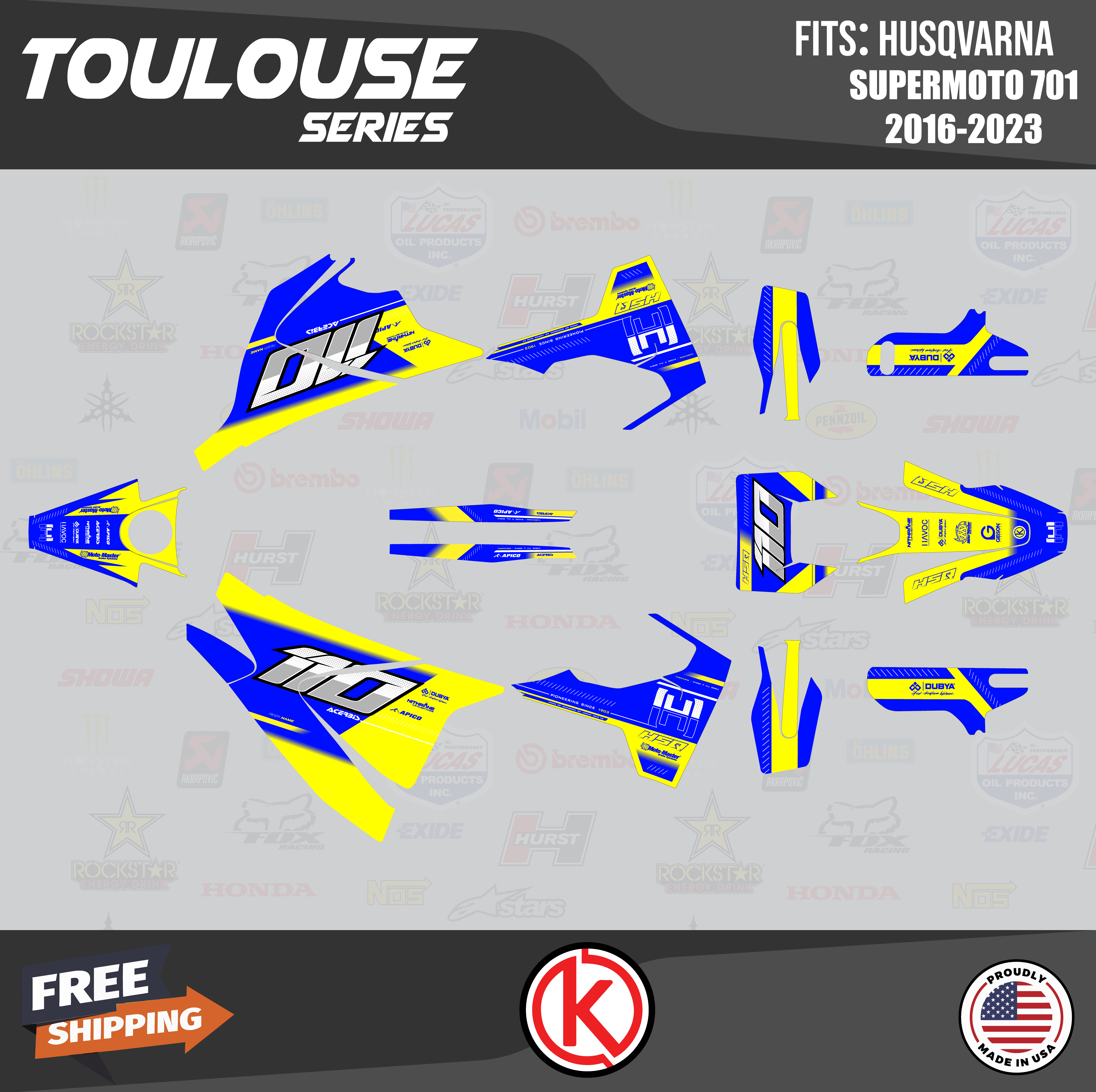 Kalair GFX Graphics Kit for Husqvarna 701 SUPERMOTO (2016-2023 ...