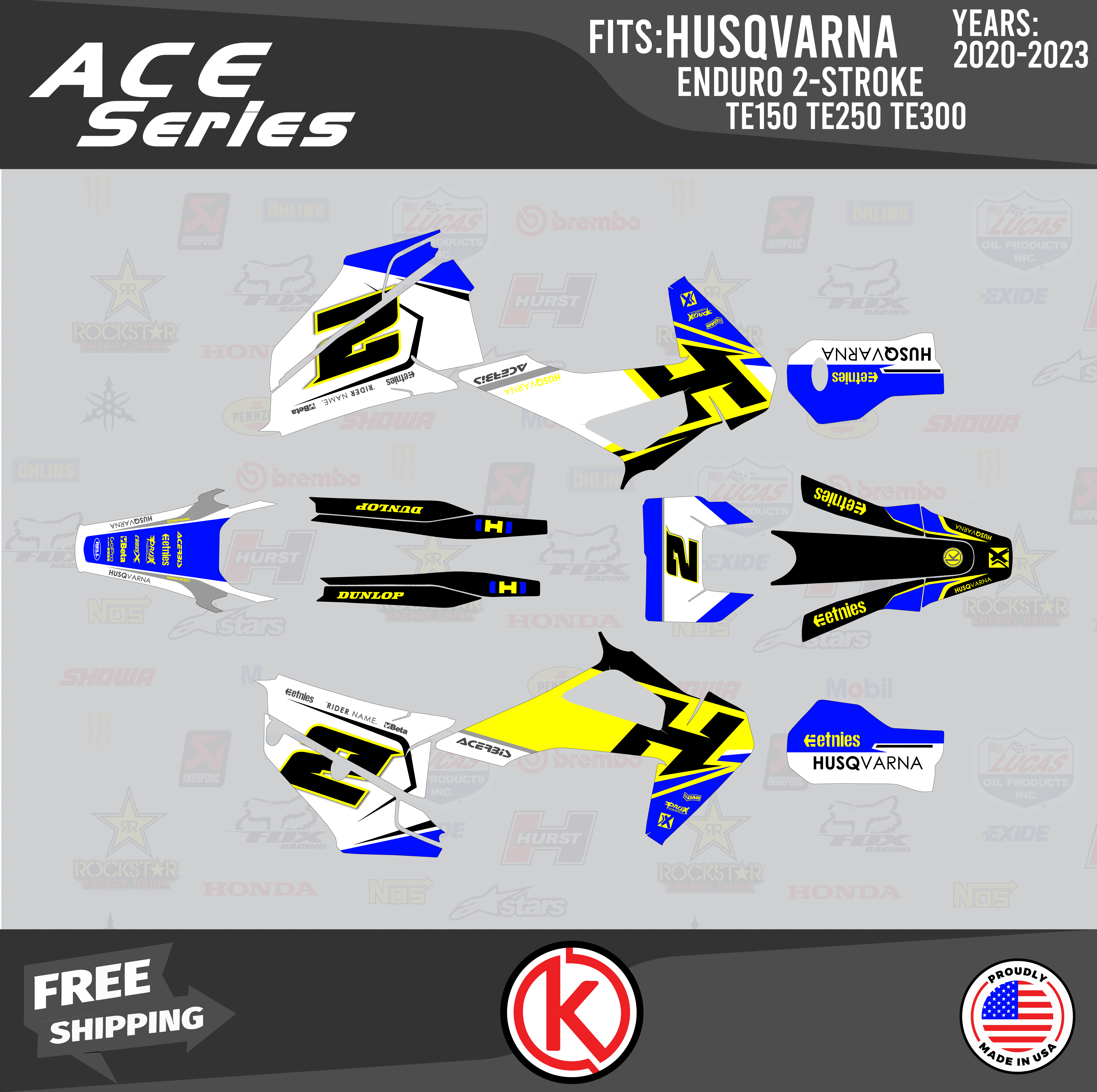Kalair GFX Graphics Kit for Husqvarna ENDURO 2-STROKE TE150, TE250 and ...