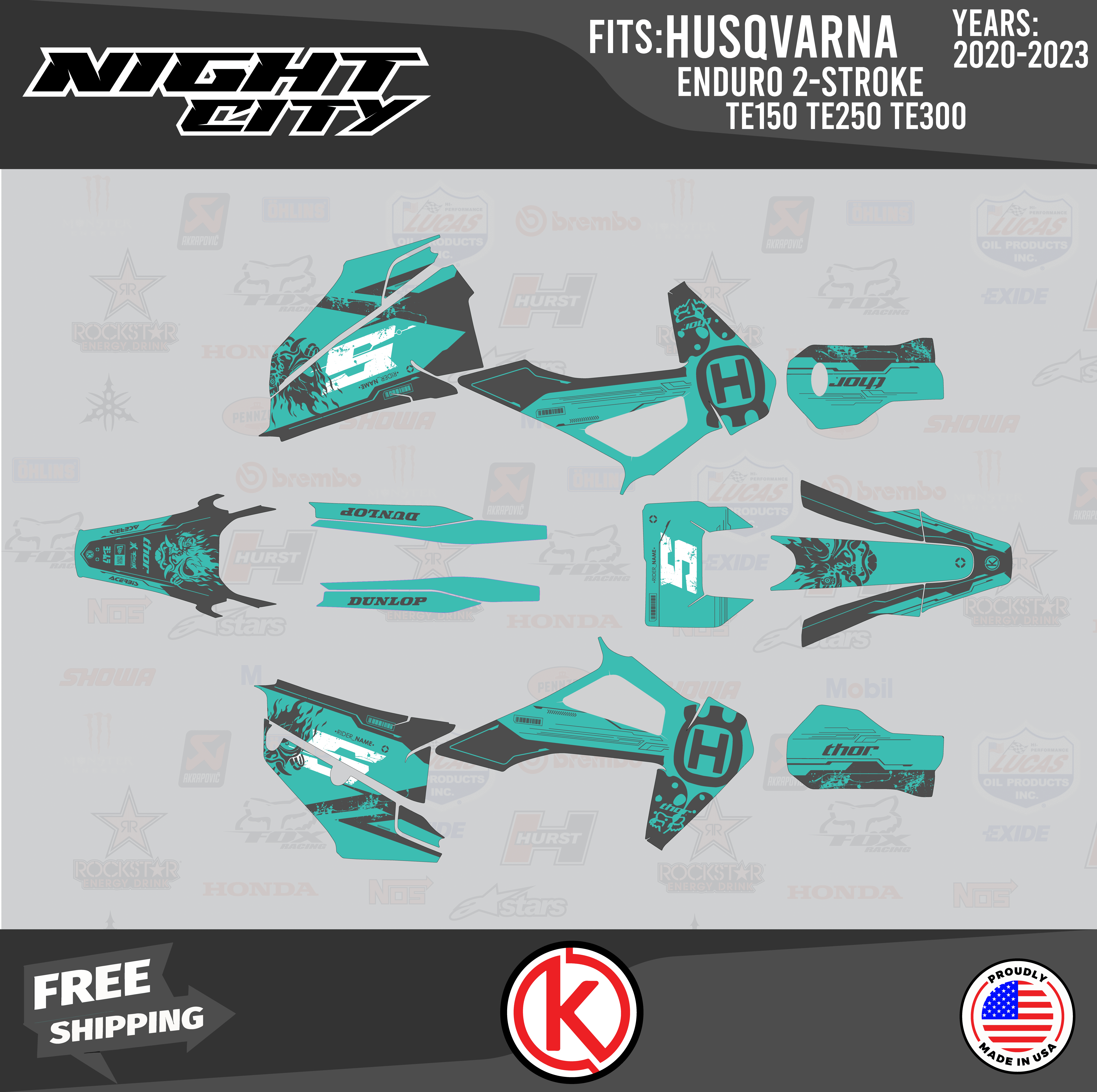 Kalair GFX Graphics Kit for Husqvarna Enduro 2-Stroke TE150, TE250 and ...