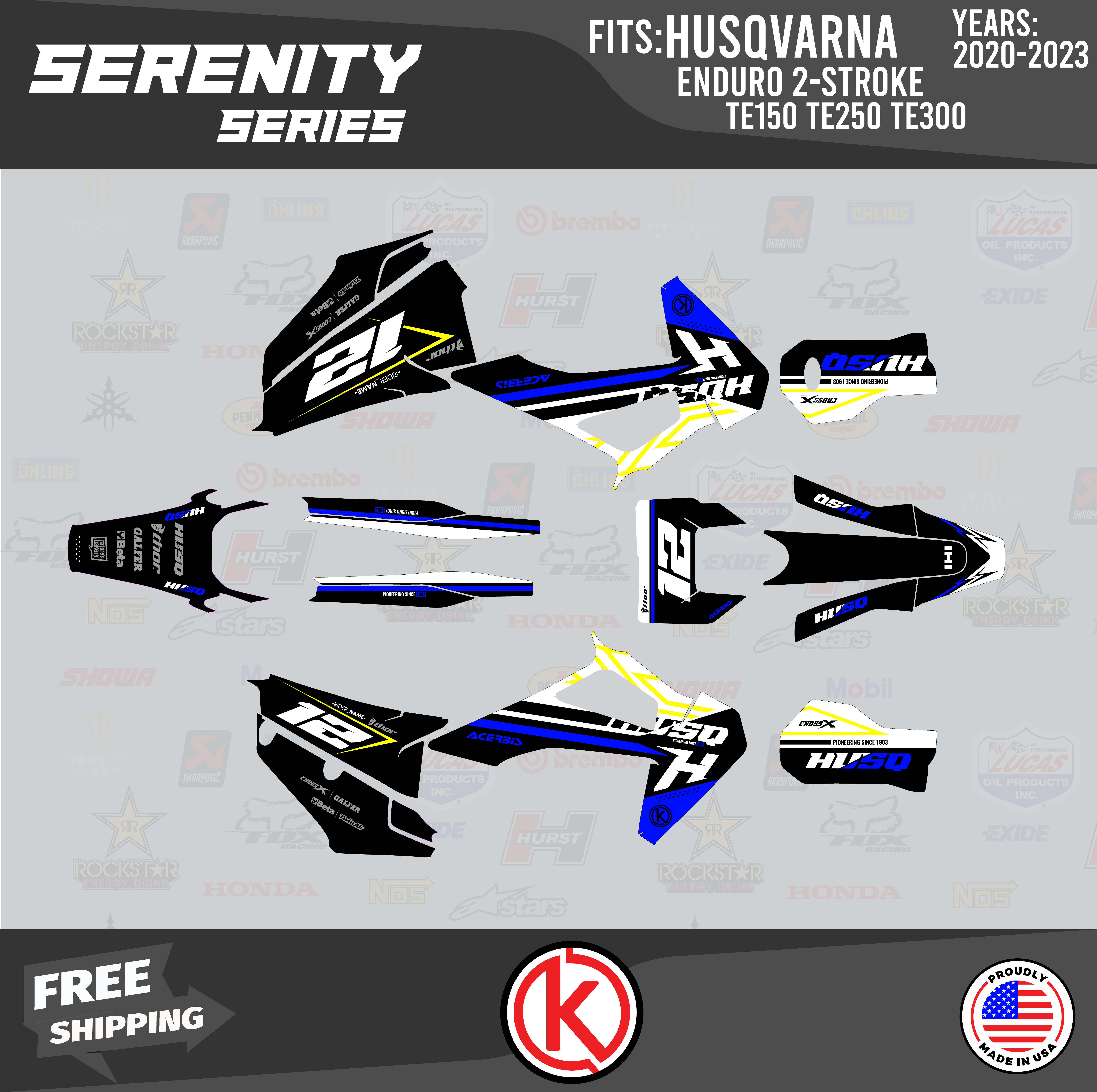 Kalair GFX Graphics Kit for Husqvarna ENDURO 2-STROKE TE150, TE250 and ...