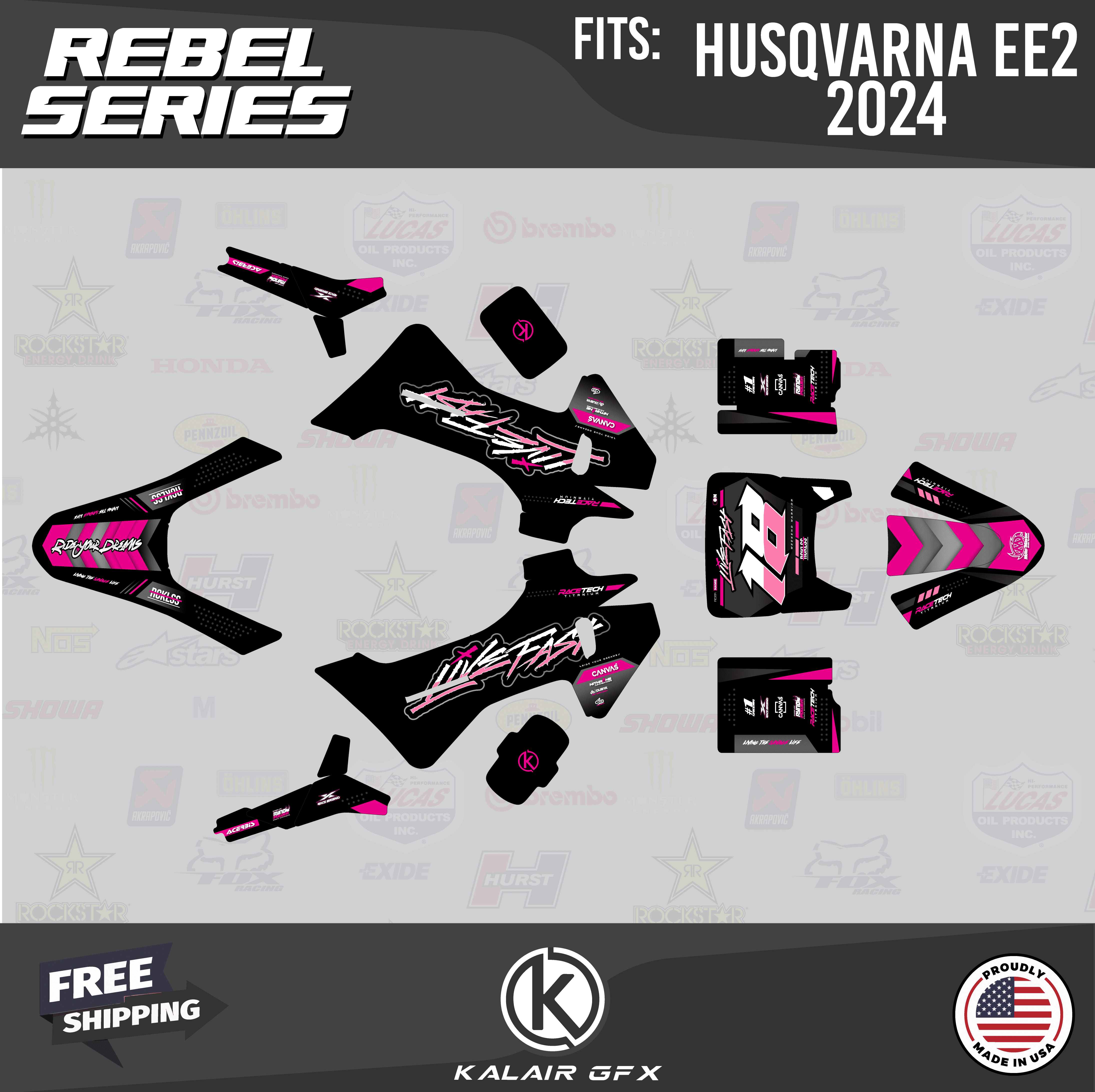 Kalair GFX Graphics Kit for Husqvarna Electric E-Minis EE2 (2024) Rebel Series - Walmart.com