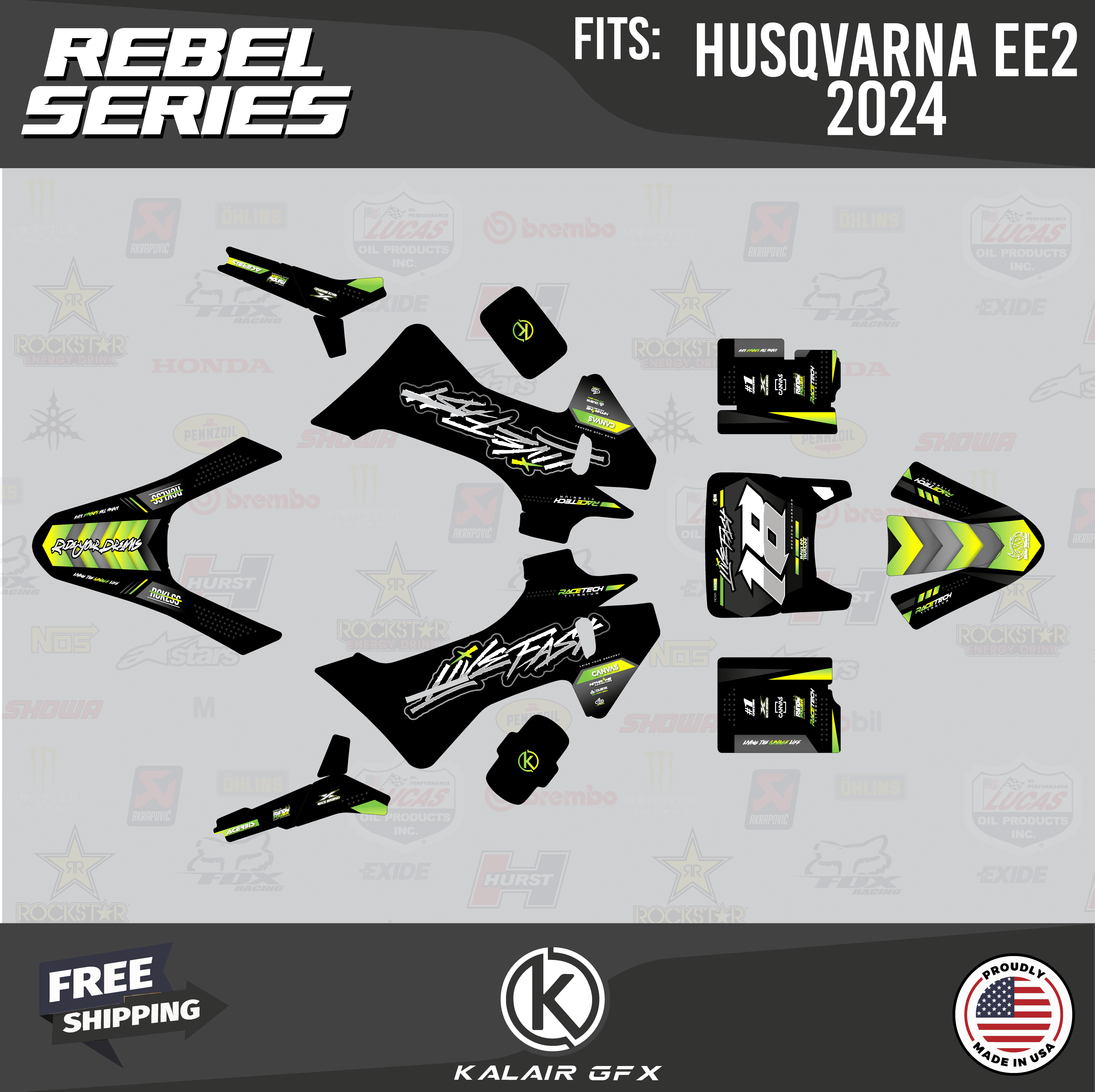 Kalair GFX Graphics Kit for Husqvarna Electric E-Minis EE2 (2024) Rebel ...
