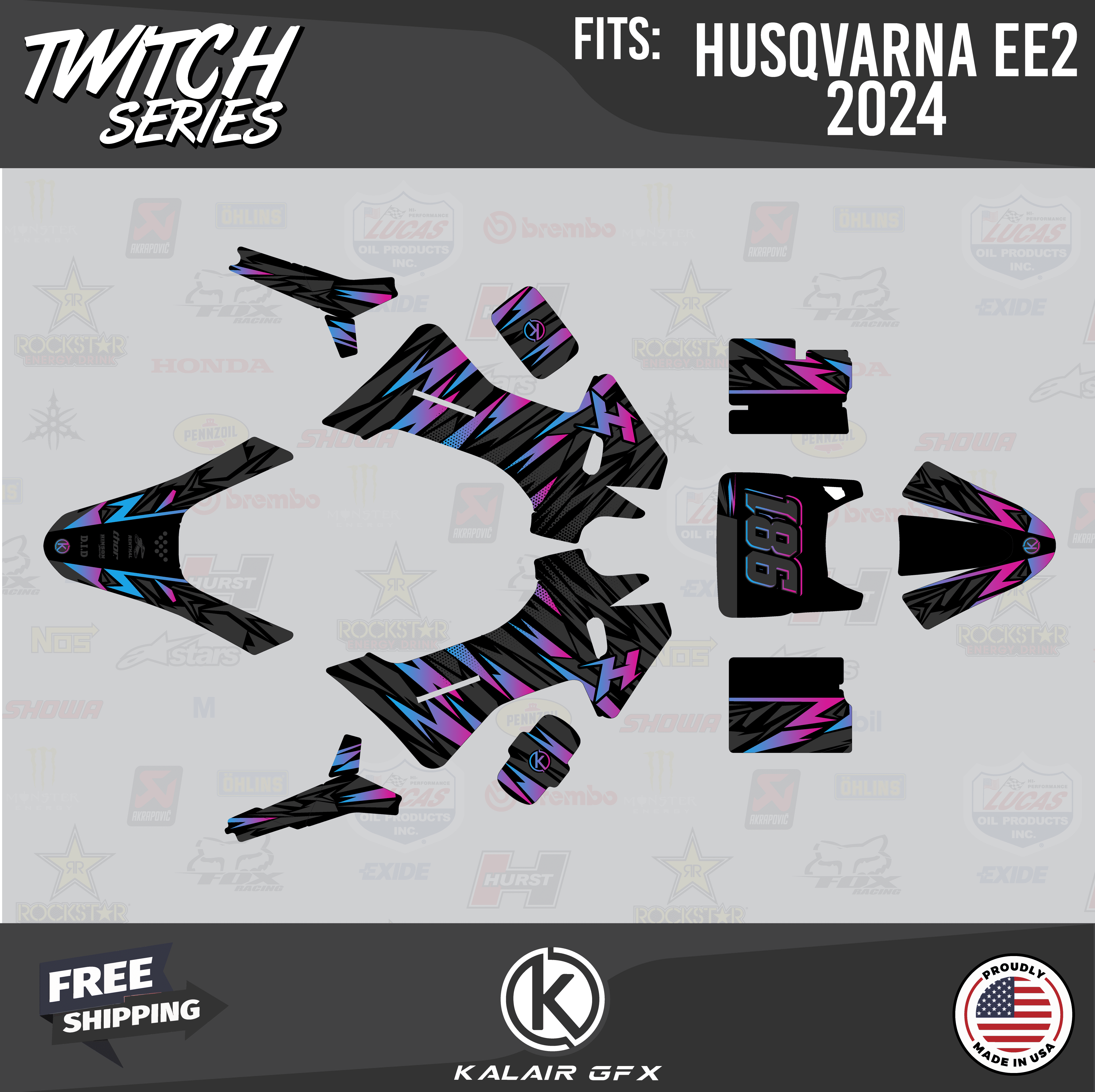 Kalair GFX Graphics Kit for Husqvarna Electric E-Minis EE2 (2024) Twitch Series - Walmart.com