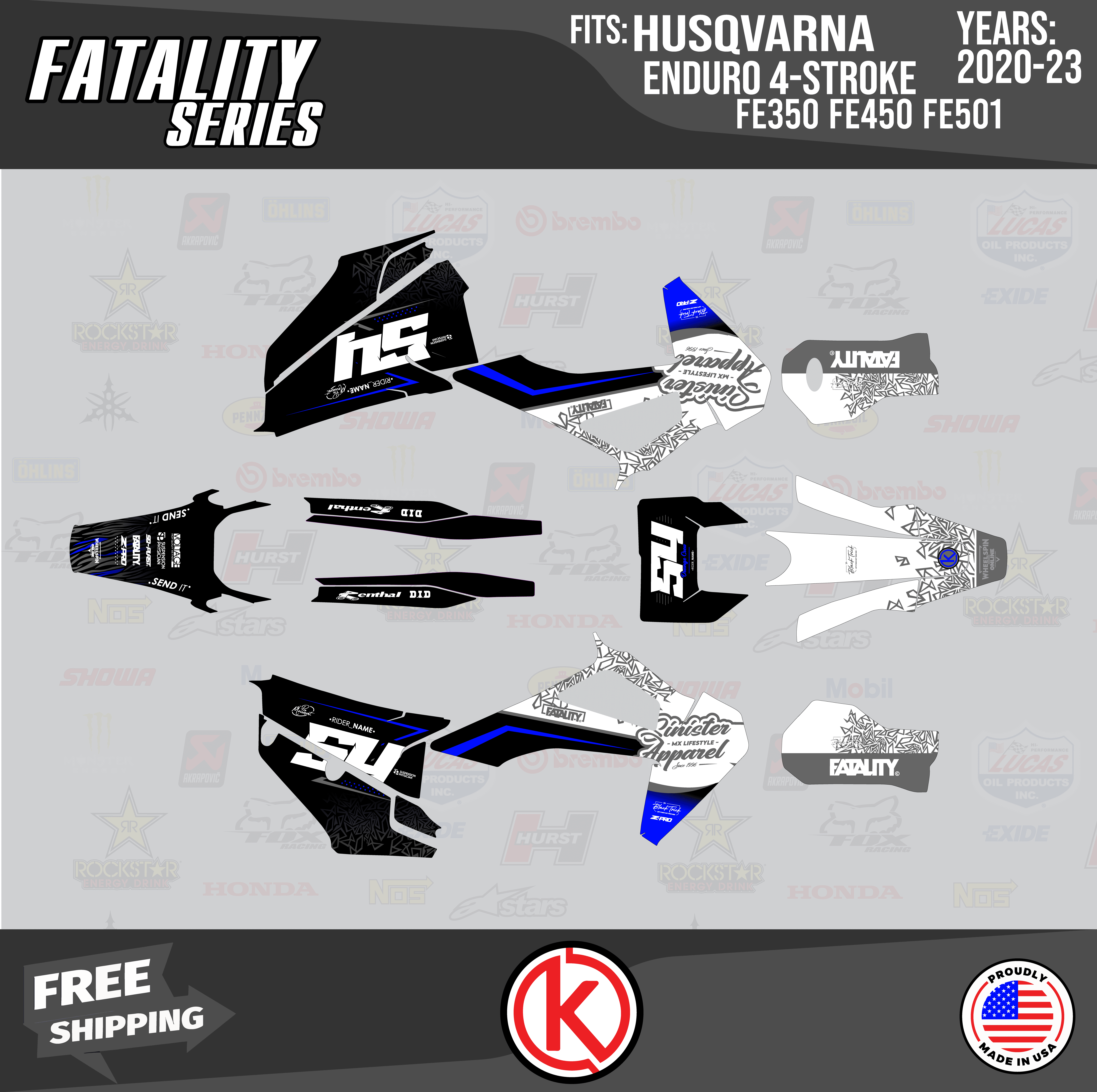 Kalair GFX Graphics Kit for Husqvarna Enduro 4-STORKE FE350,FE450 and ...