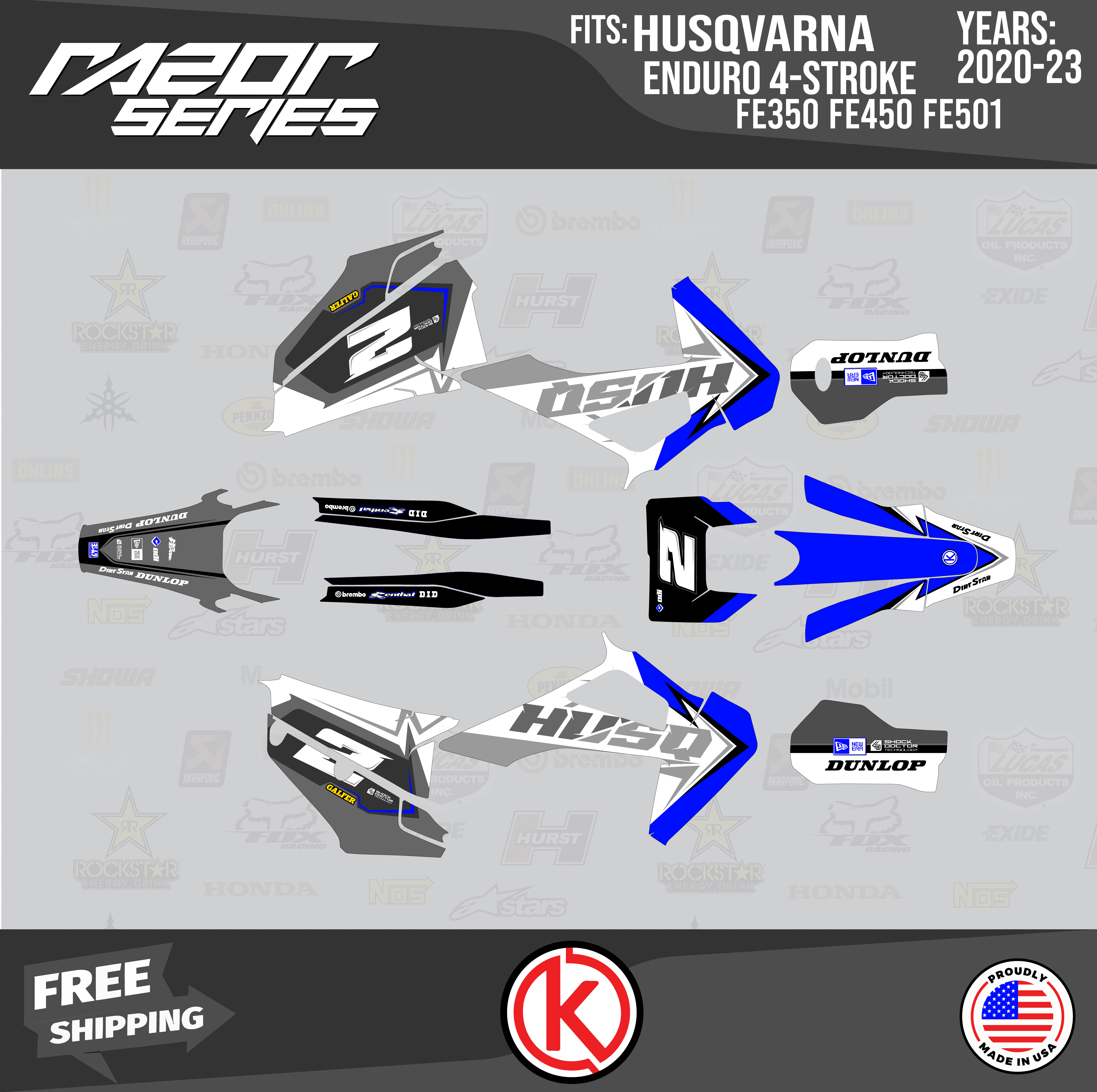 Kalair GFX Graphics Kit for Husqvarna Enduro 4-STORKE FE350,FE450 and ...