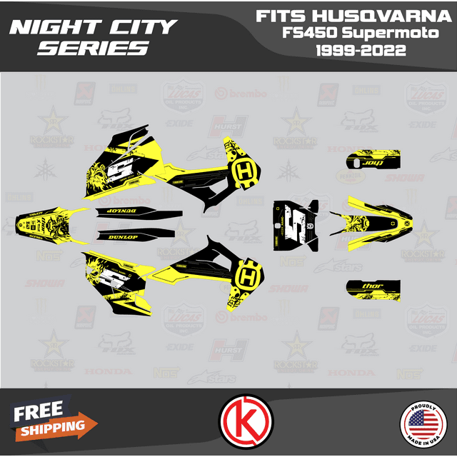 Kalair GFX Graphics Kit for Husqvarna FS450 SUPERMOTO (2019-2022) Night ...
