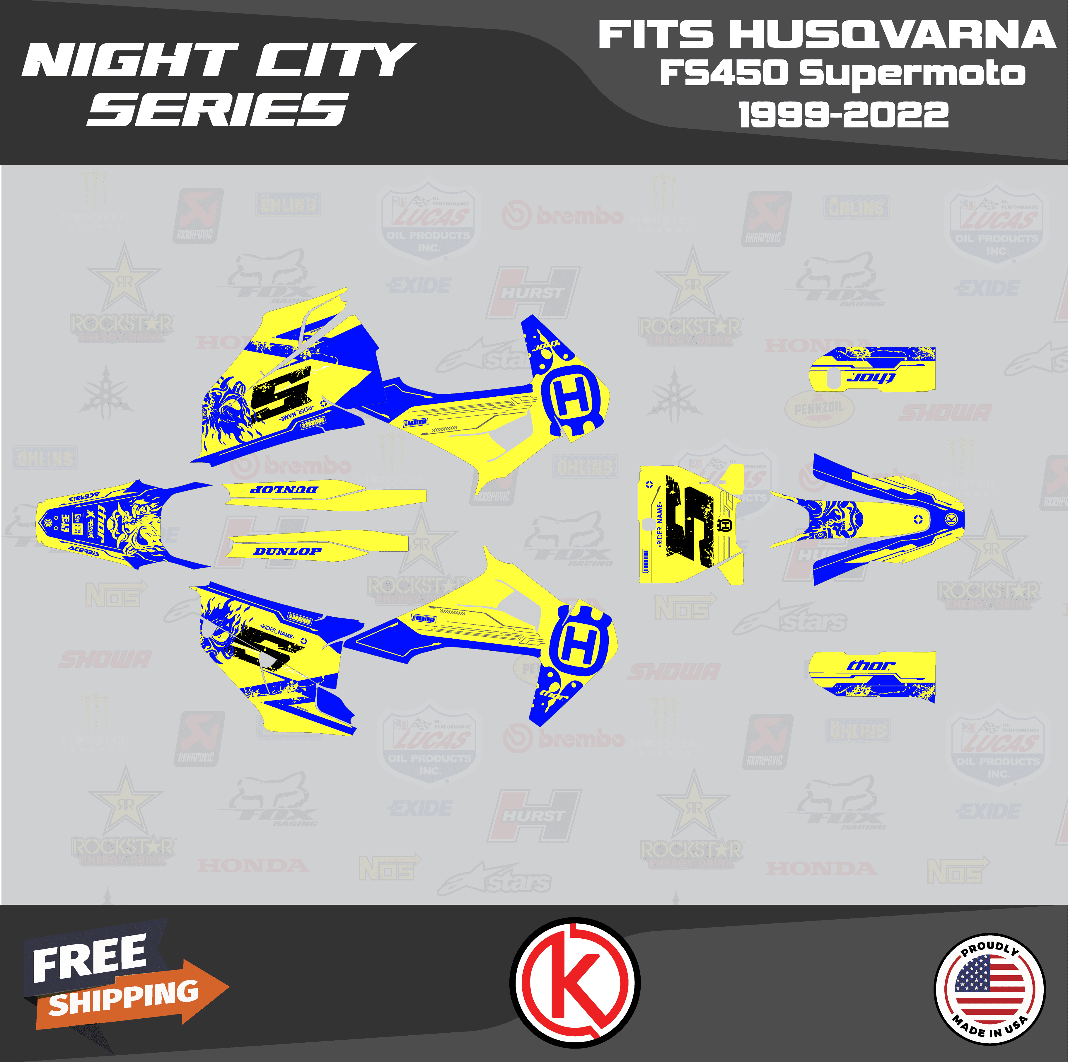 Kalair GFX Graphics Kit for Husqvarna FS450 Supermoto (2019-2022 ...