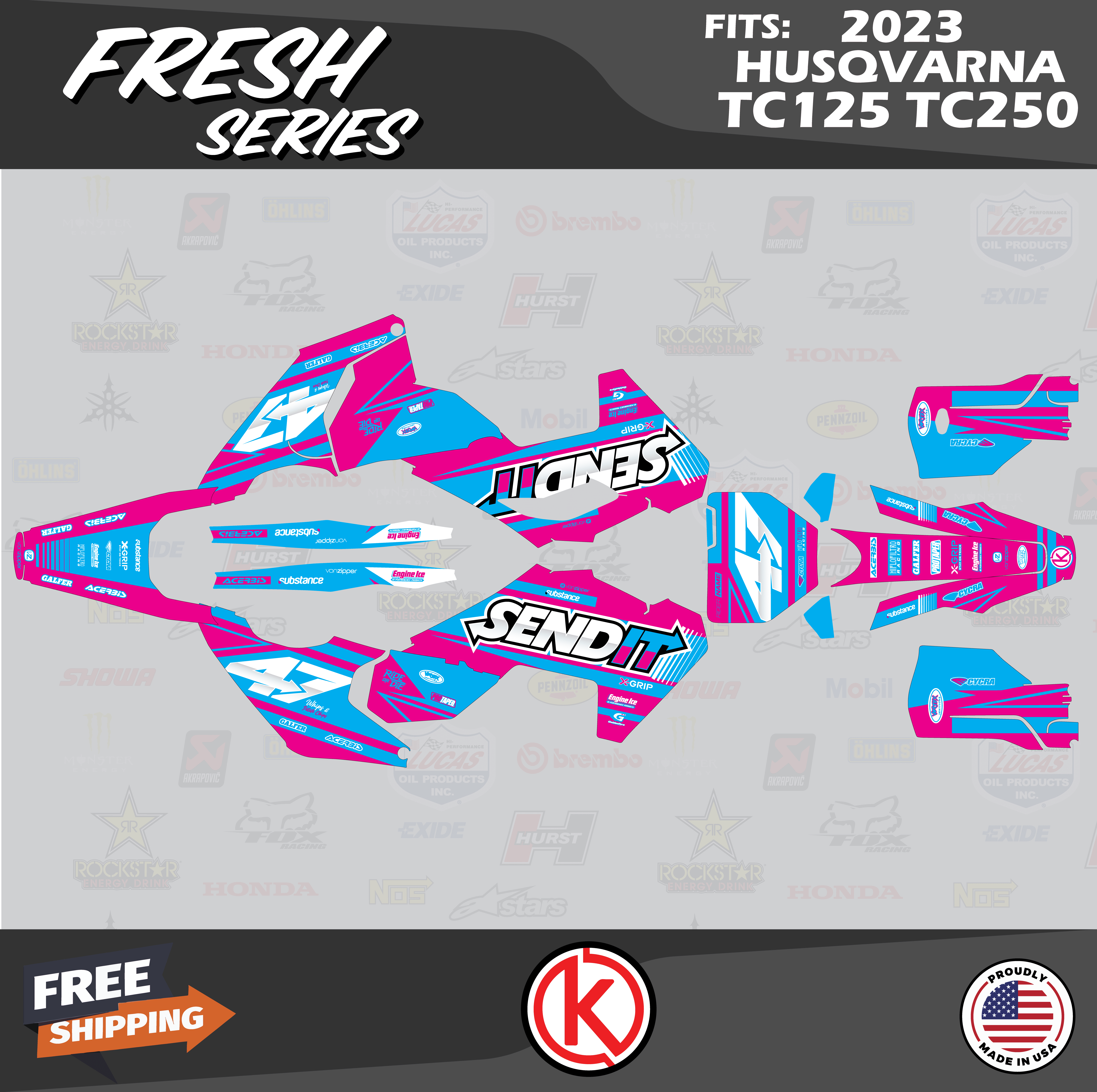 Kalair GFX Graphics Kit for Husqvarna MX 4 STROKE FC250,FC350 and FC450 ...