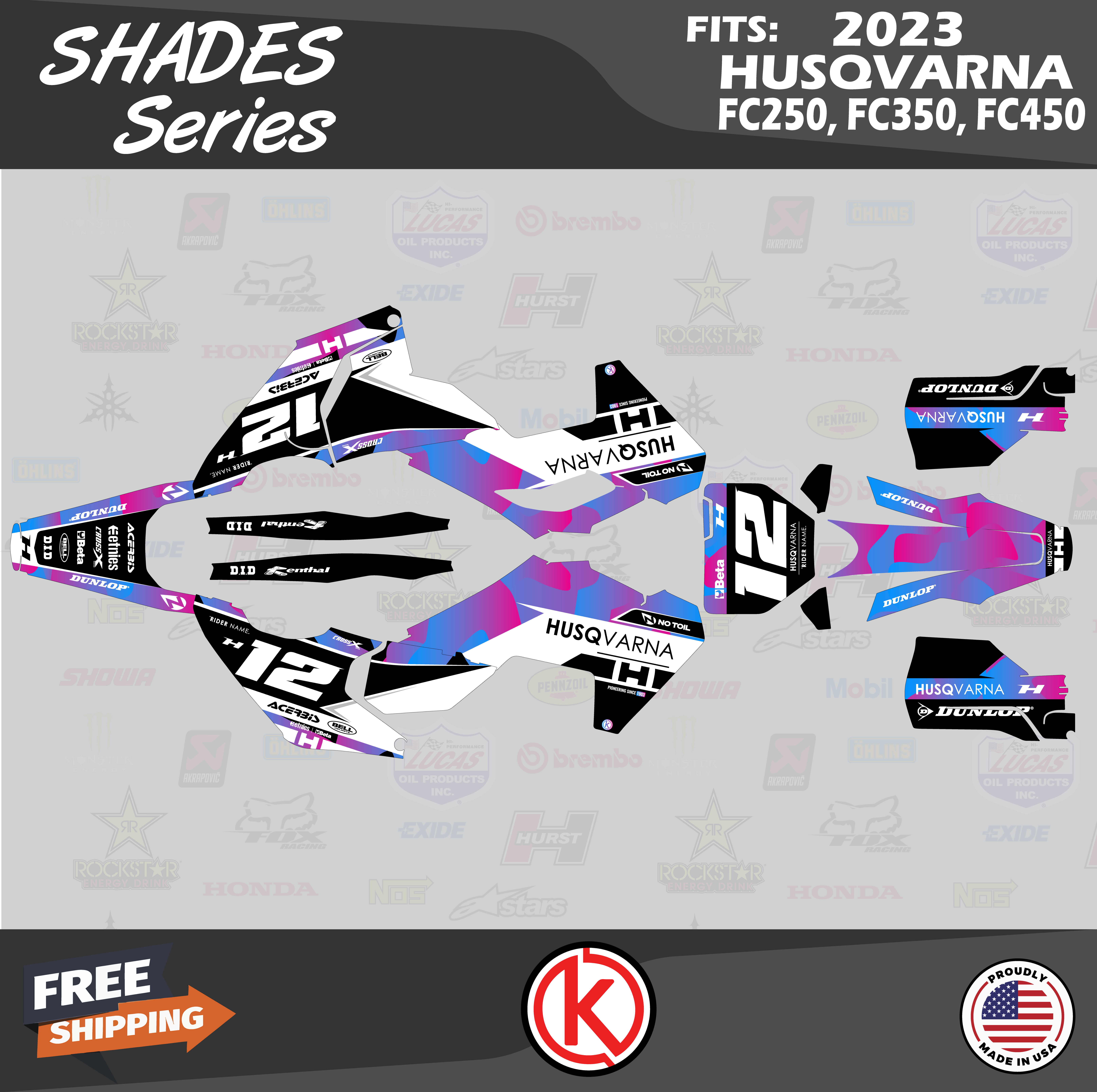 Kalair GFX Graphics Kit for Husqvarna MX 4 STROKE FC250,FC350 and FC450 ...