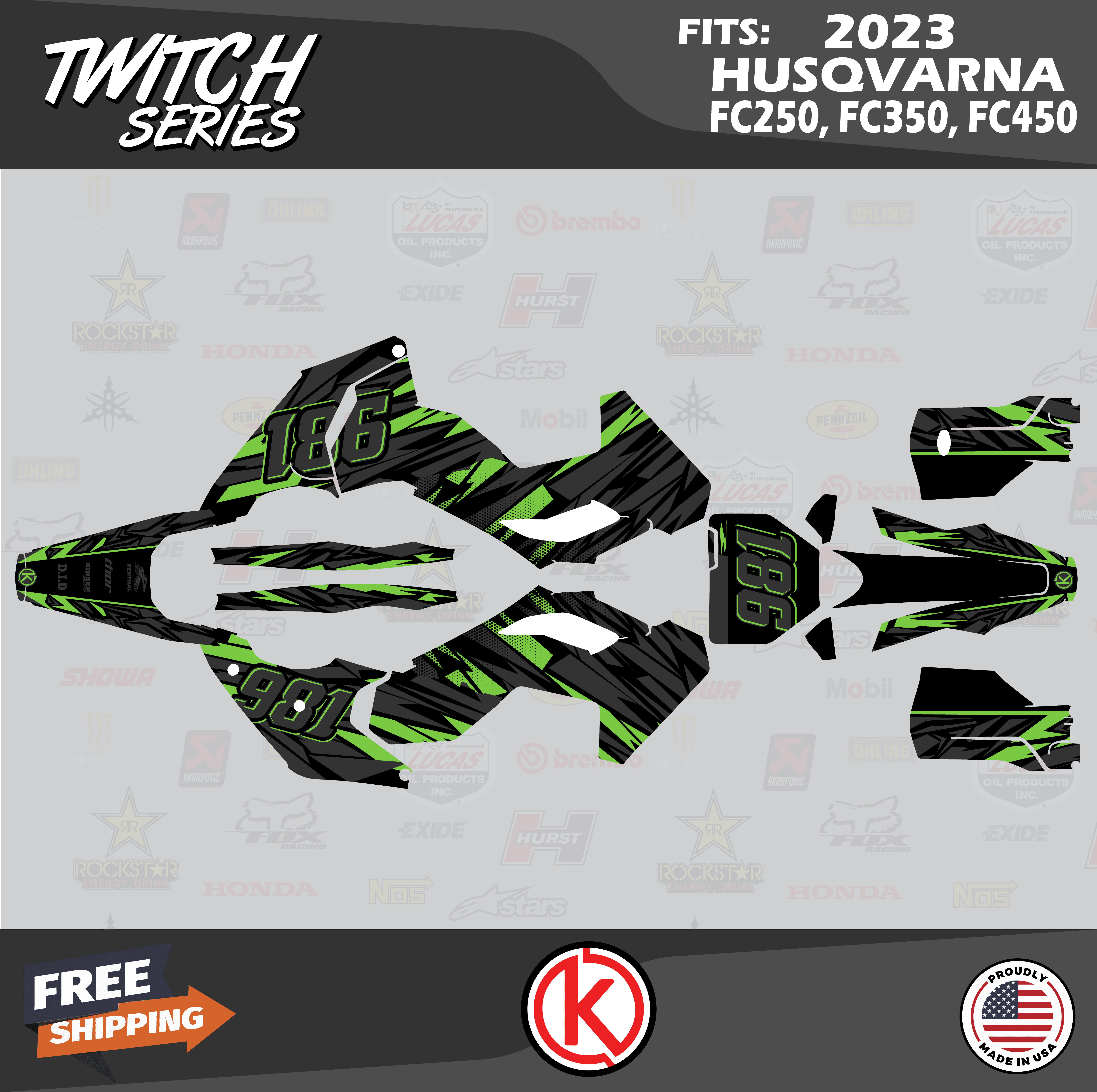 Kalair GFX Graphics Kit for Husqvarna MX 4 STROKE FC250,FC350 and FC450 ...
