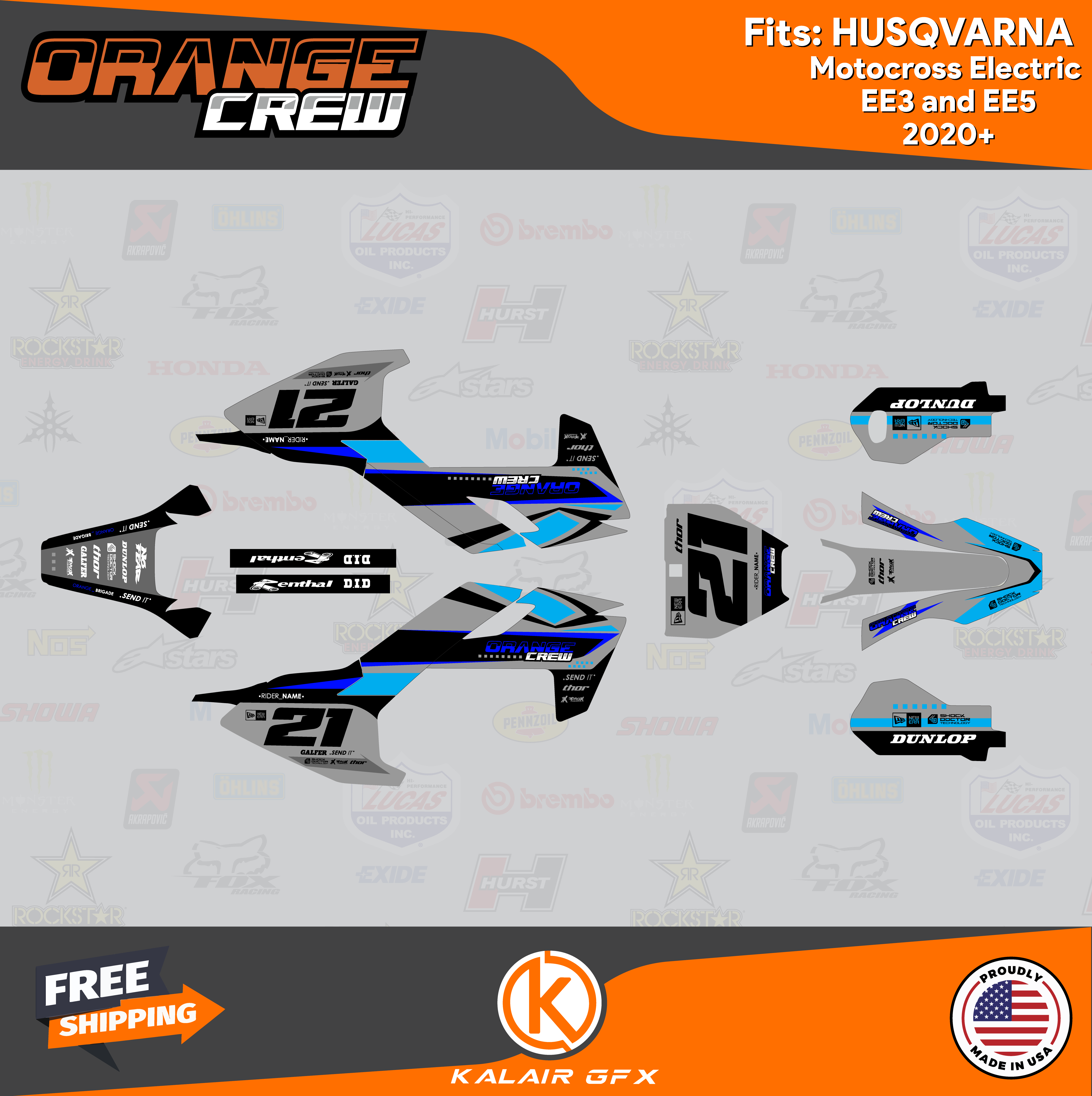 Kalair GFX Graphics Kit for Husqvarna Motocross Electric E-Minis EE3 ...