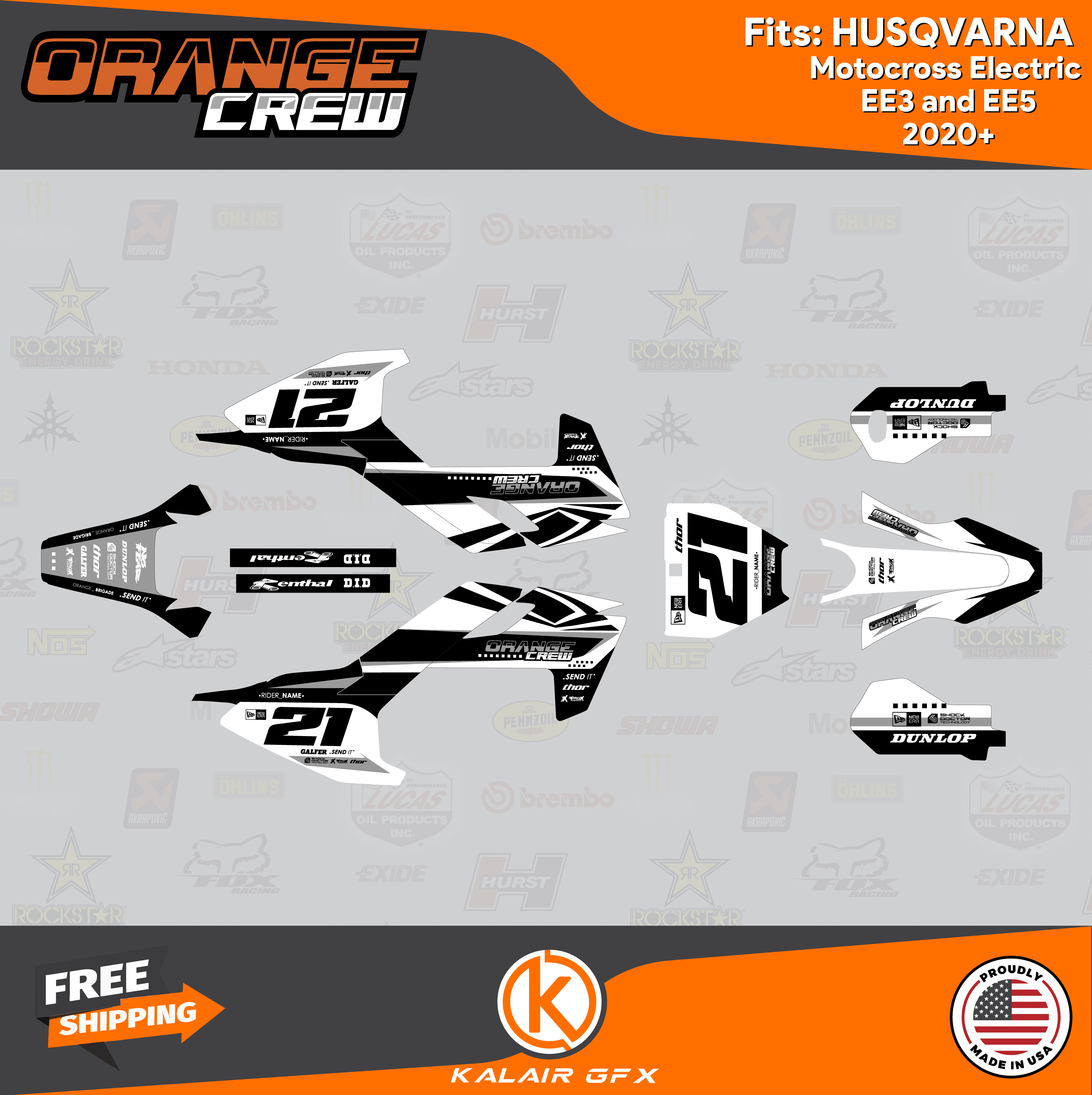 Kalair GFX Graphics Kit for Husqvarna Motocross Electric E-Minis EE3 ...