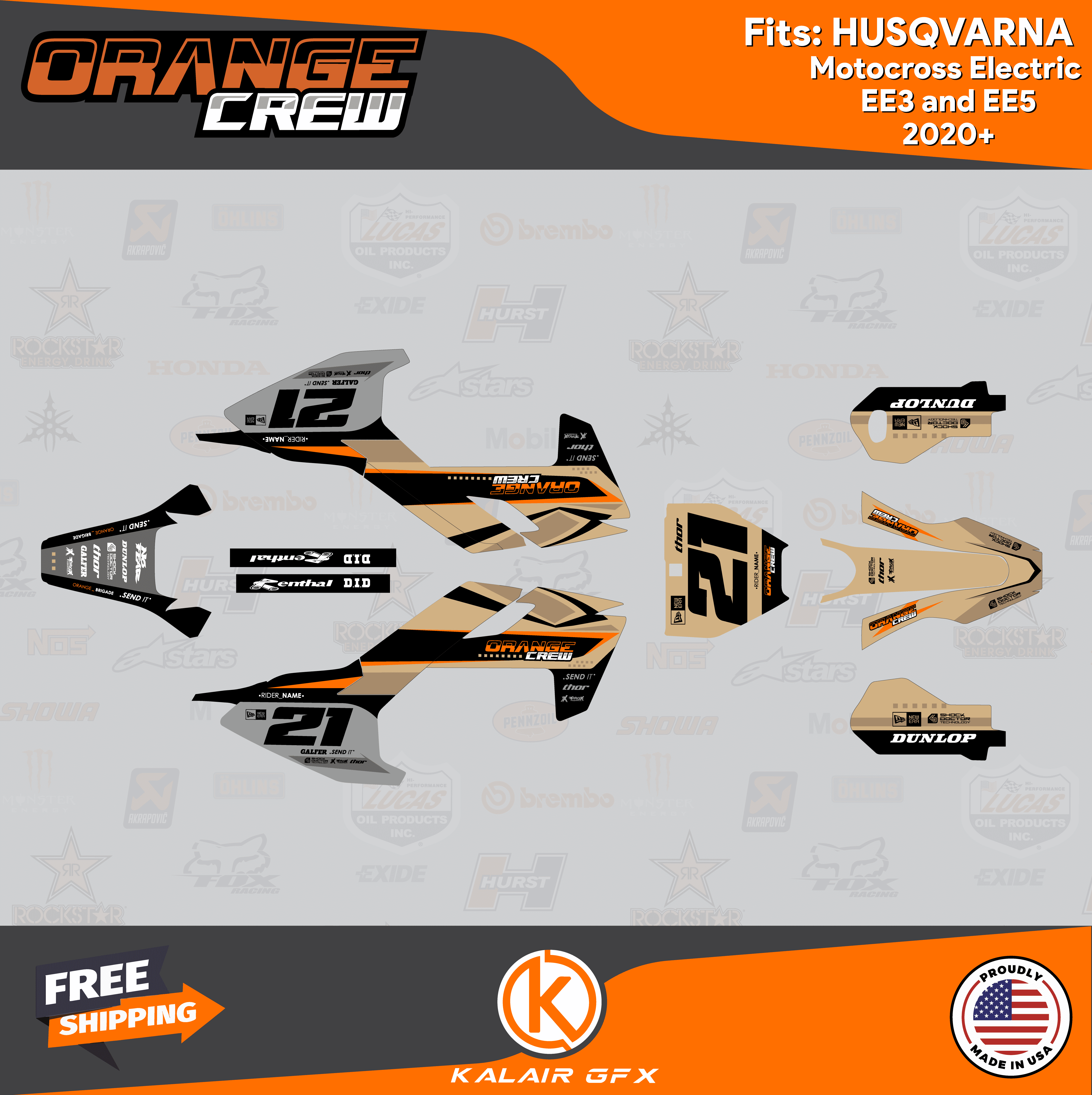 Kalair GFX Graphics Kit for Husqvarna Motocross Electric E-Minis EE3 ...